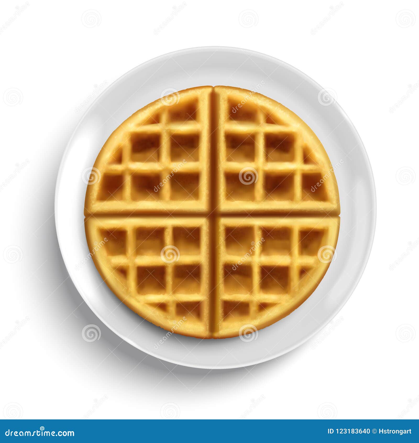 Top View Of Belgian Waffle Stock Vector Illustration Of Vector 123183640