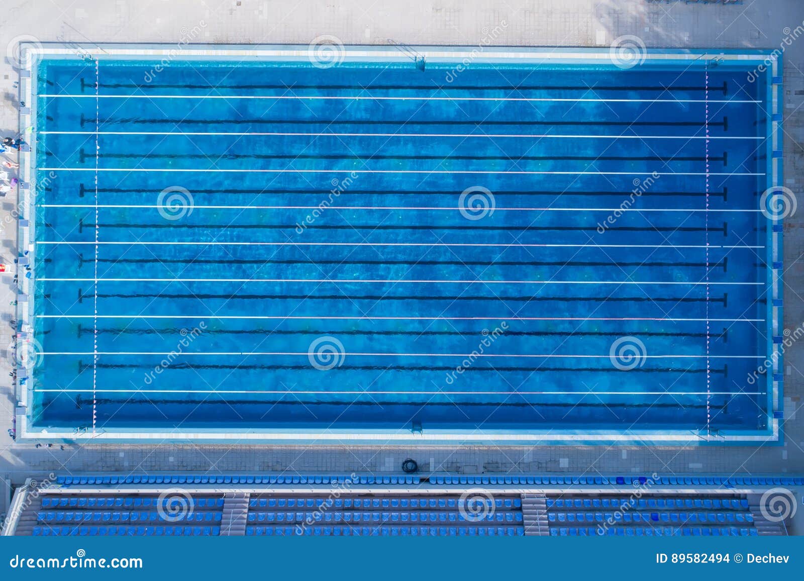 Top View, Bird Eye View of Swimming Pool with Marked Lanes and Starting ...