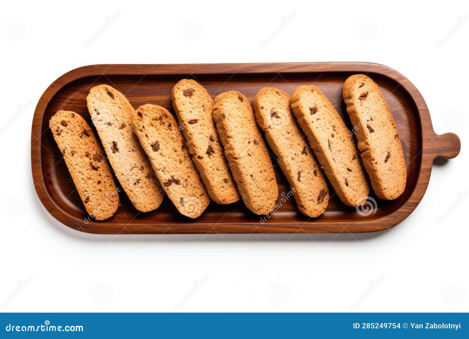 Top View, Biscotti on a Wooden Boardon White Background Stock ...
