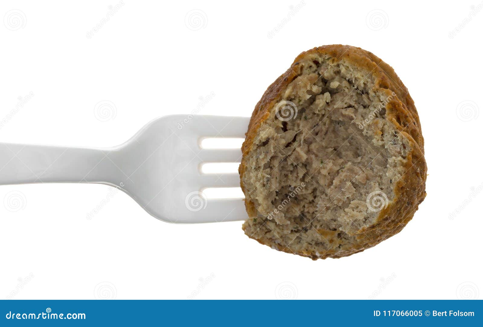 Bitten Meatball on a Plastic Fork Stock Image - Image of fresh, bitten ...