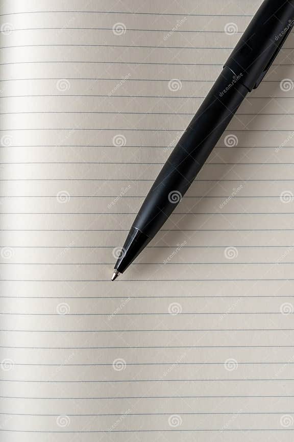 Top View of Black Ballpoint Pen on Lined Note Paper Stock Photo - Image ...