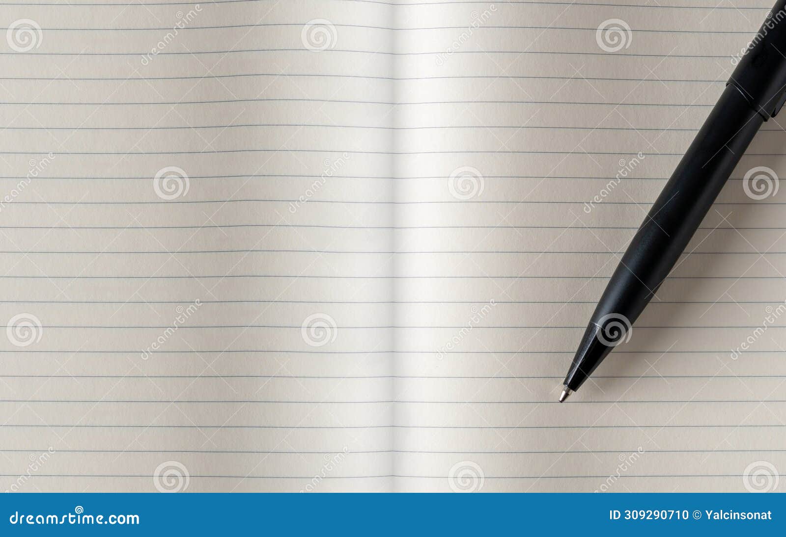 Top View of Black Ballpoint Pen on Lined Note Paper Stock Photo - Image ...