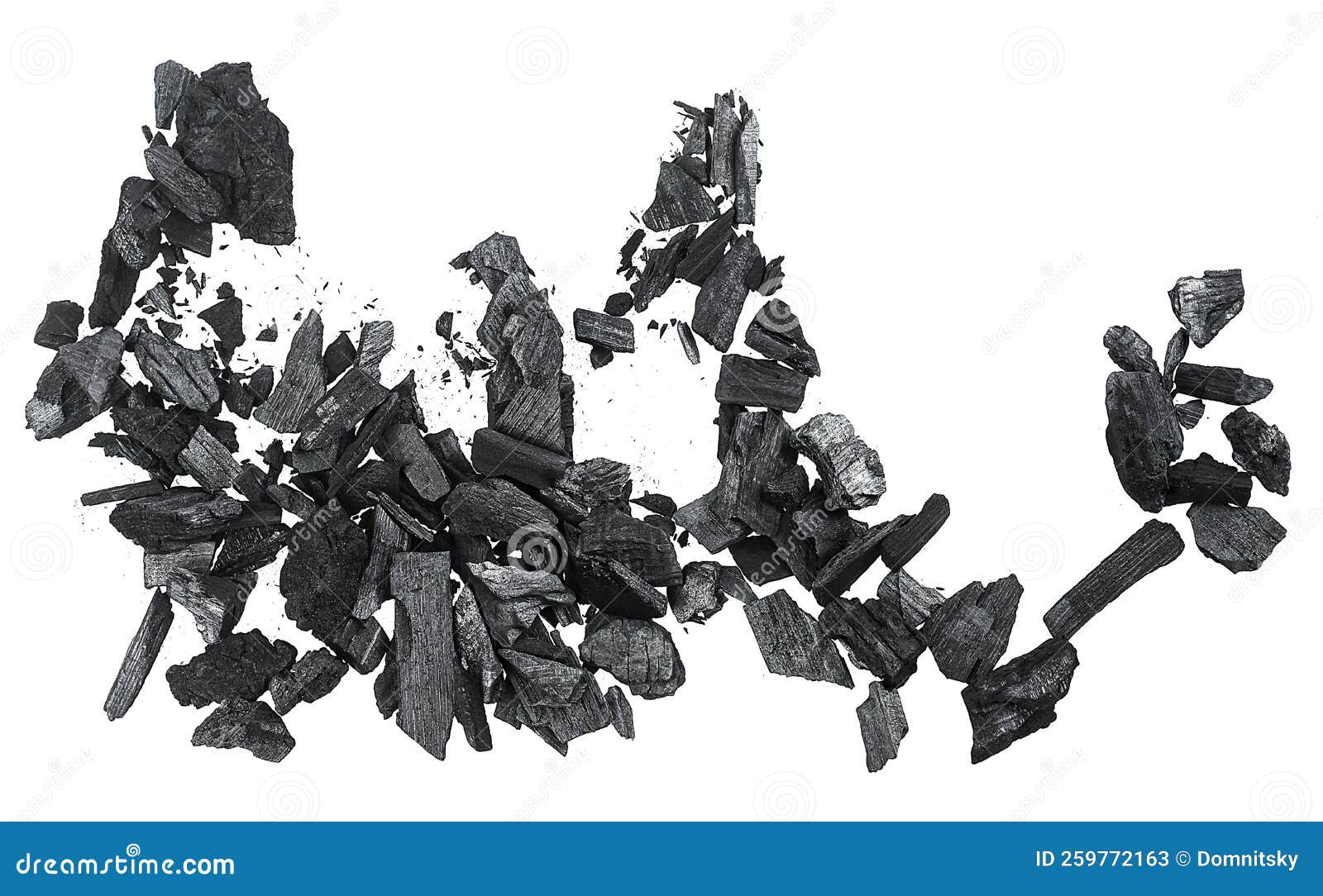 Top View of Black Charcoal Pieces Isolated on White Background Stock ...