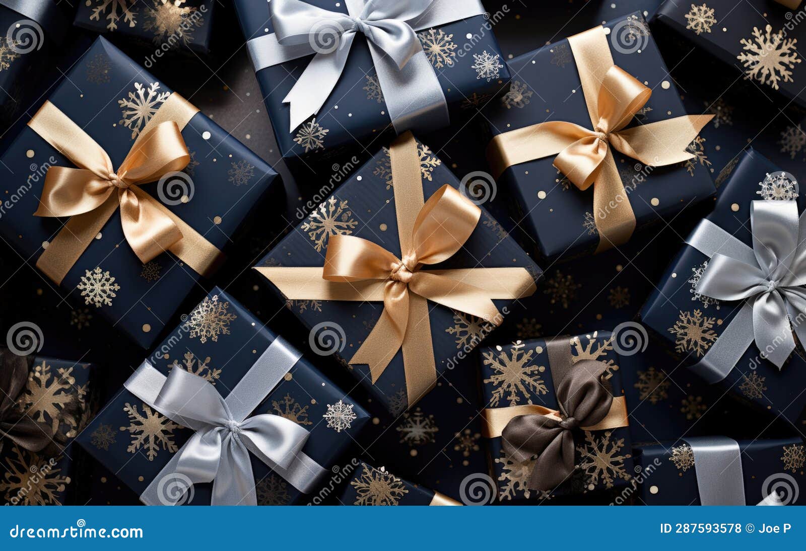 Top View of Black Christmas Present Boxes Layout Stock Illustration ...