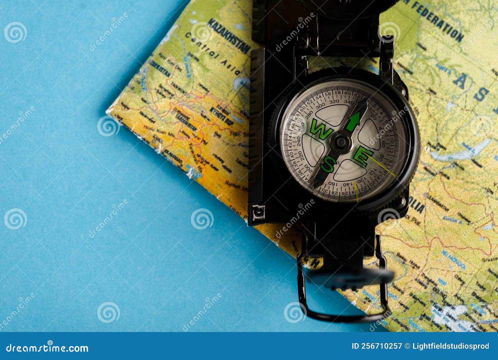Top View of Black Compass on Stock Image - Image of orienteering, retro ...