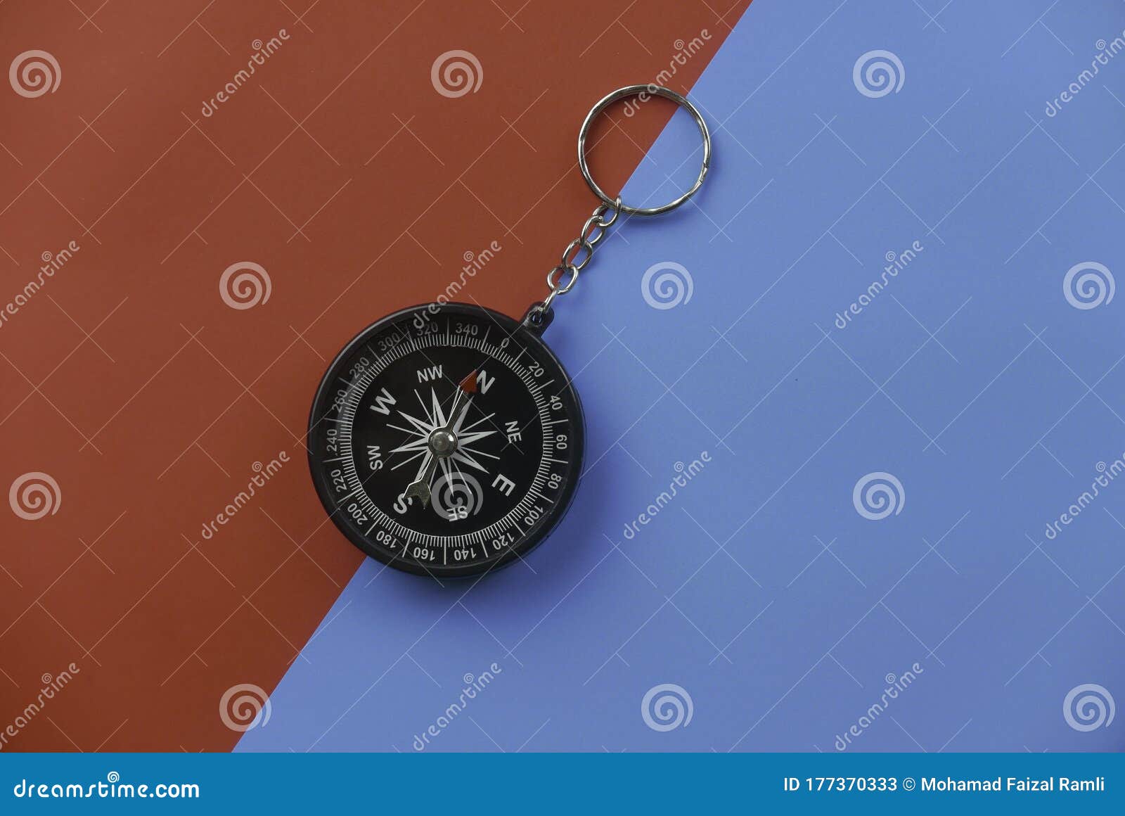 Top View of Black Compass on Two Color Background Which are Red and ...