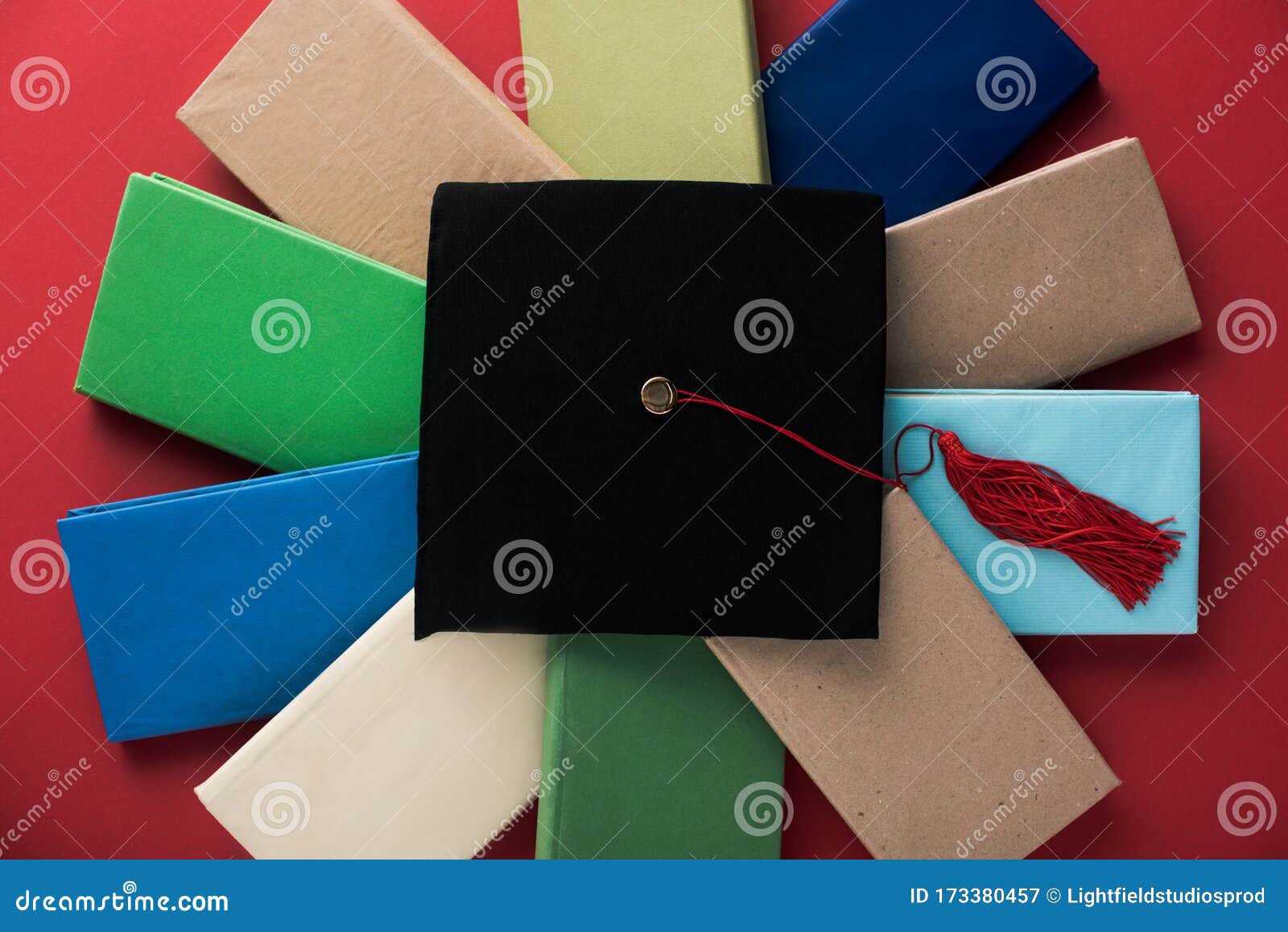 Top View of Black Graduation Cap Stock Image - Image of graduation ...