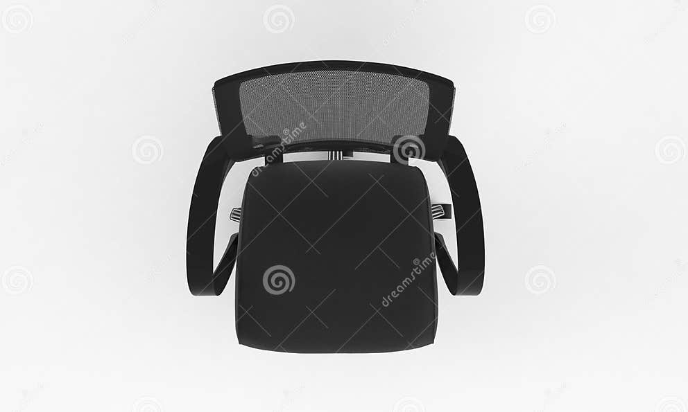 Top View of a Black Office Chair on a White Plain Background Stock ...
