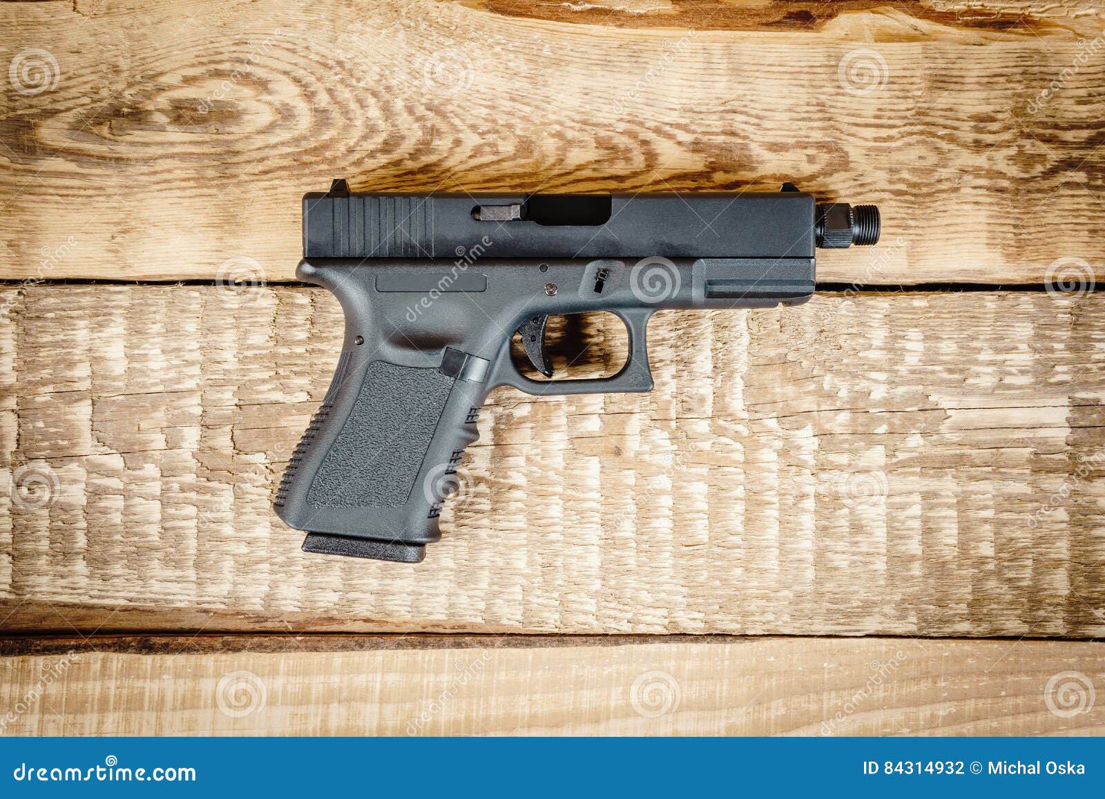 Top view of a black pistol stock photo. Image of kill - 84314932