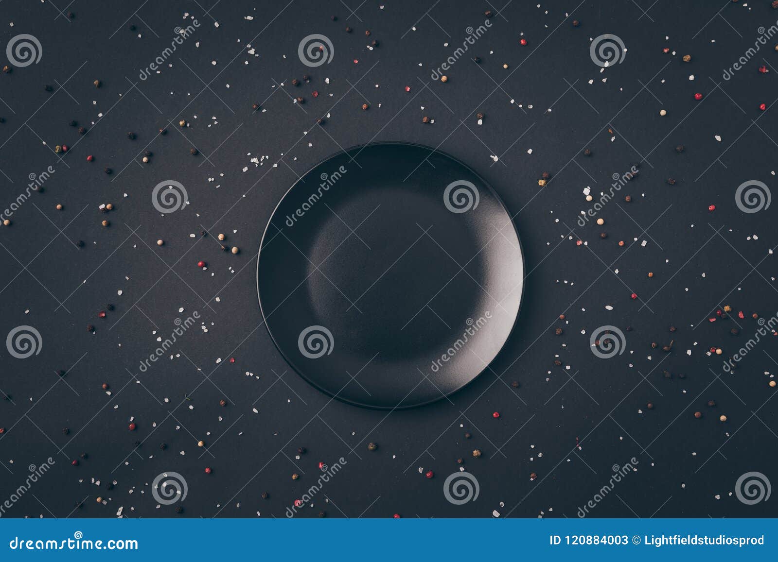 Top view of black plate stock image. Image of gray, copy - 120884003