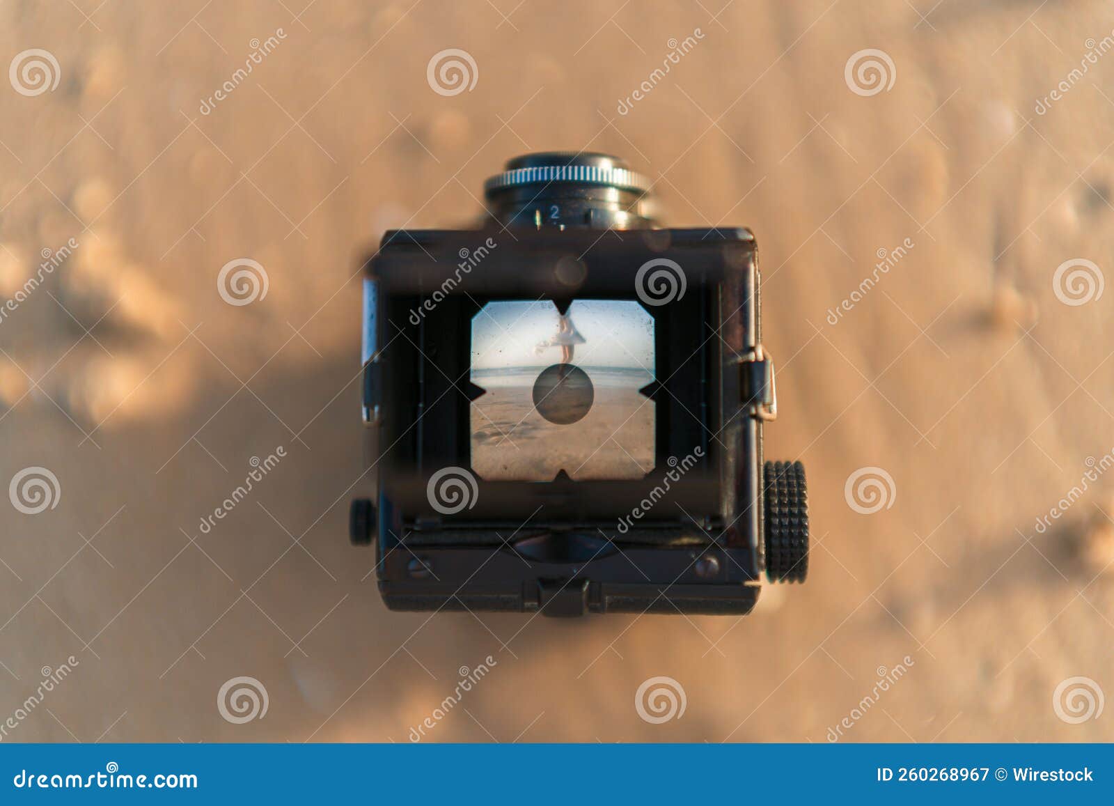 Top View of a Black Twin-lens Reflex Camera on the Sand Stock Image ...