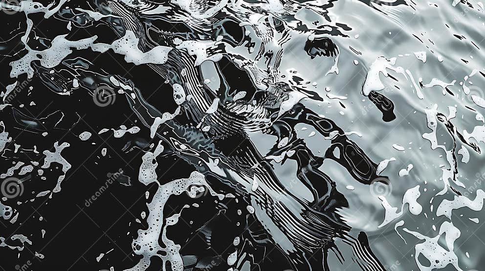 Top View of Black and White Abstract Pattern in Water with Ripples ...