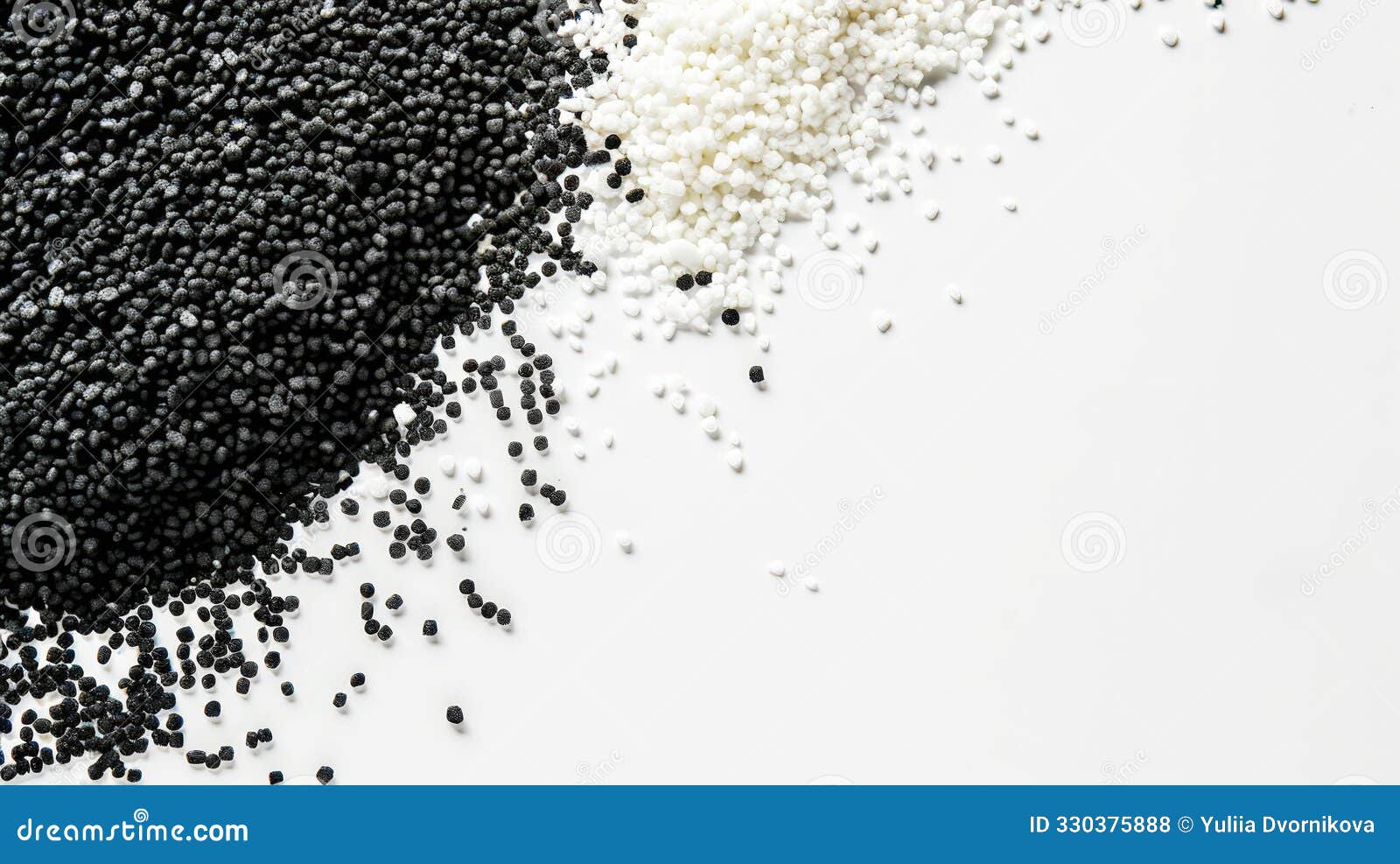Top View of Black and White Polymer Masterbatch Granules, Light ...