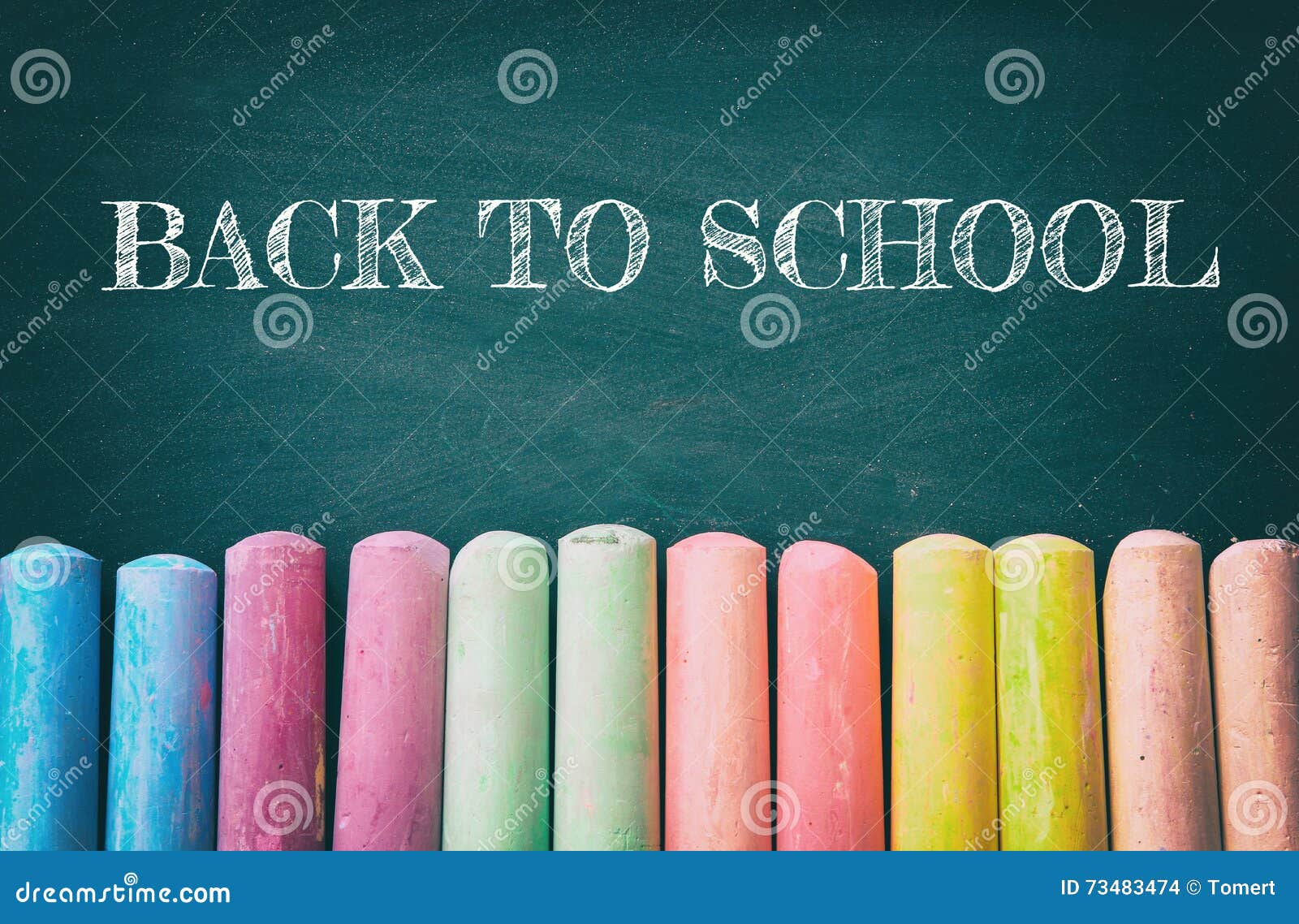 Top View of Blackboard with Text: BACK TO SCHOOL Stock Photo - Image of ...