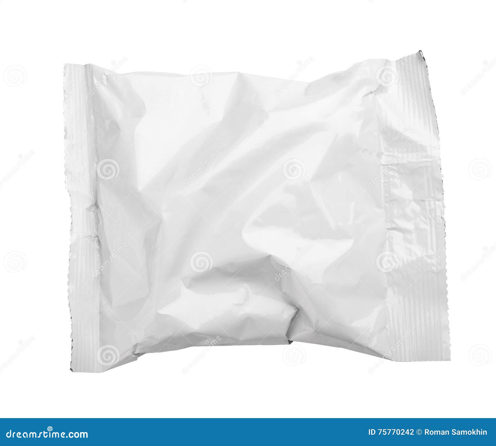 Top View of Blank Crumpled Plastic Pouch Food Packaging Isolated on ...