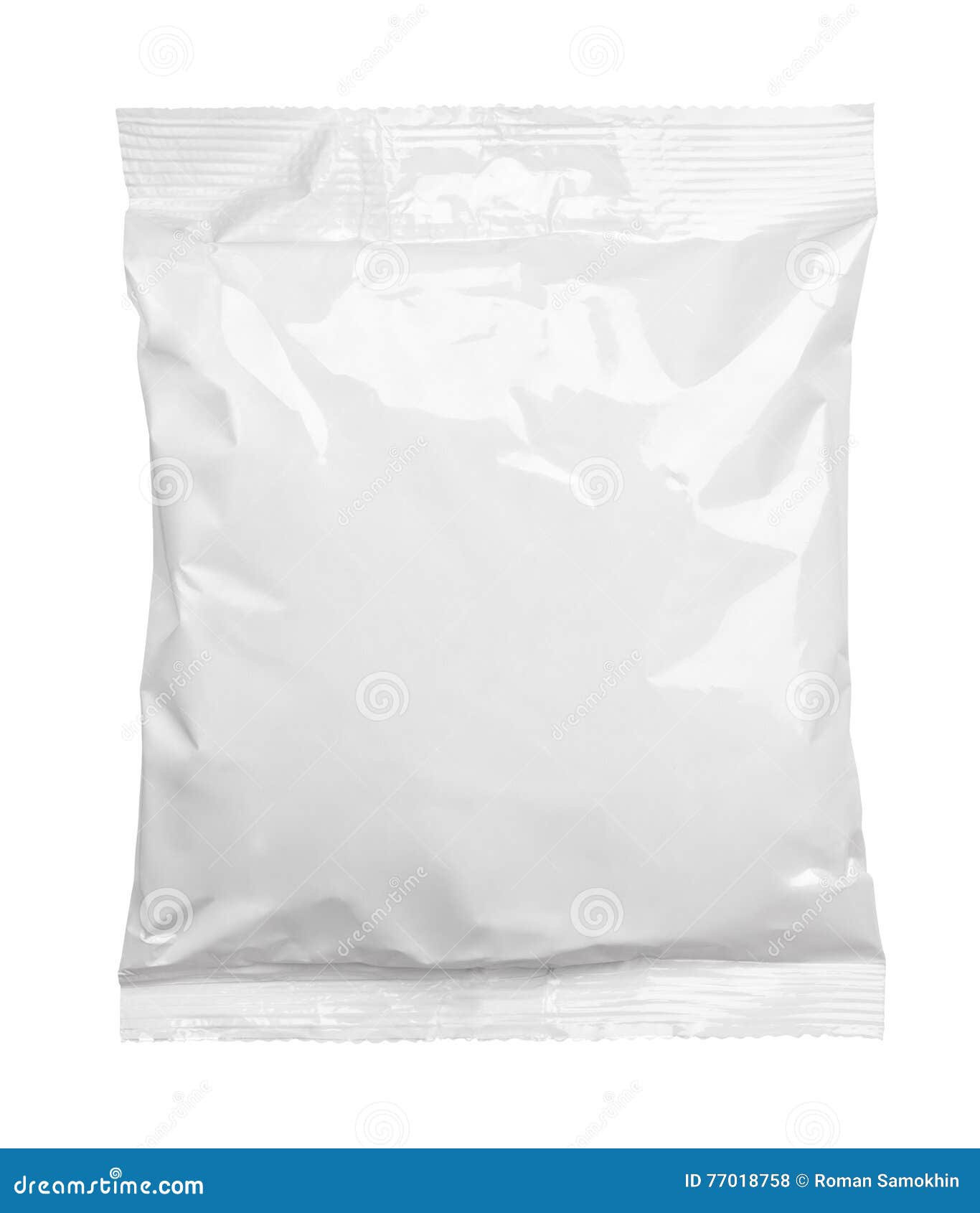 Top View of Blank Plastic Pouch Food Packaging Isolated on White Stock ...