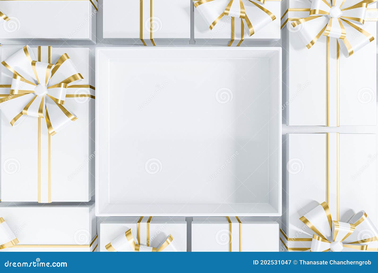 Top View of Blank White Gift Box with Red Ribbon on Black Background ...