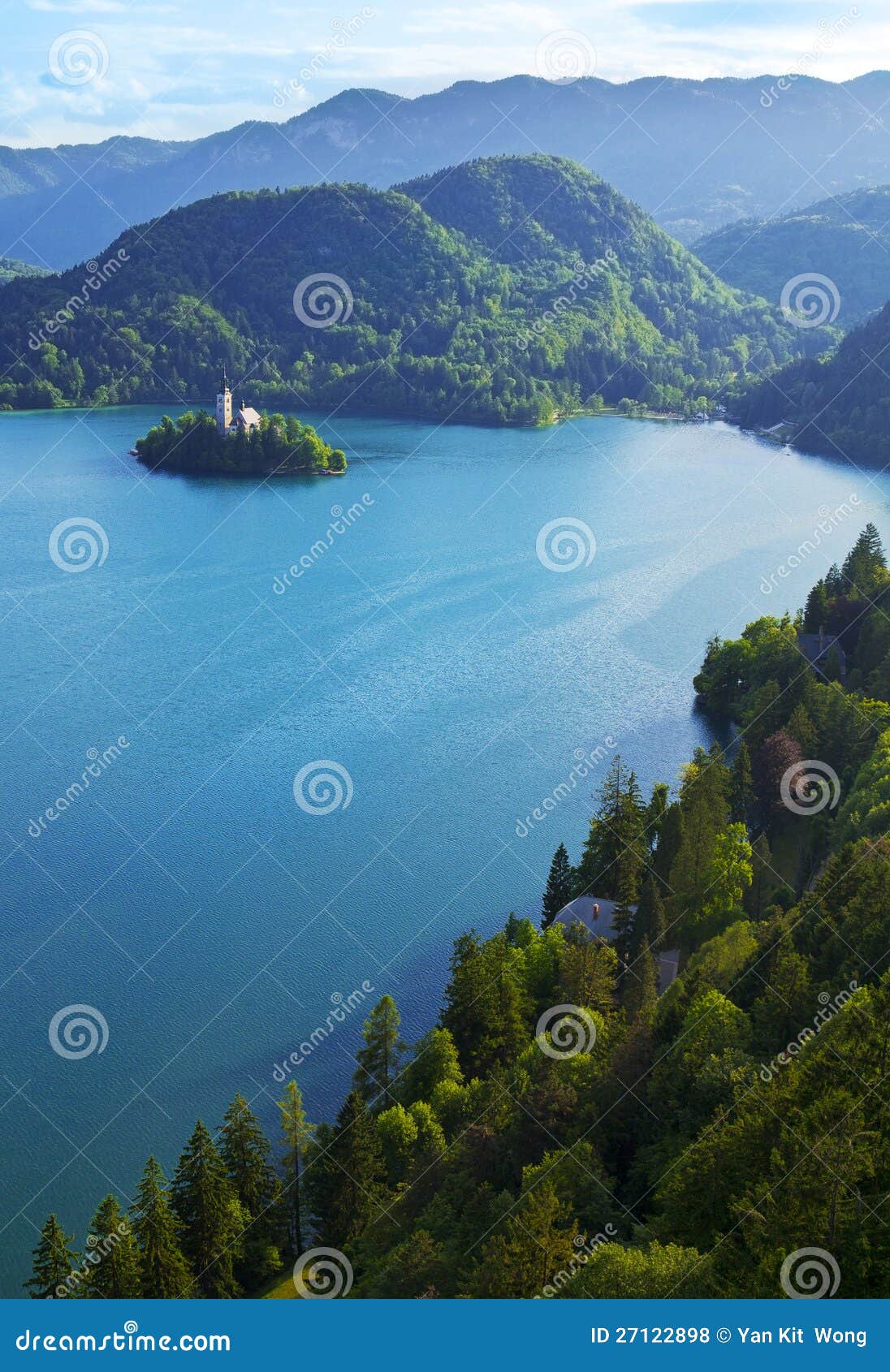 Top View of Bled Lake in Slovenia Stock Photo - Image of mountain ...