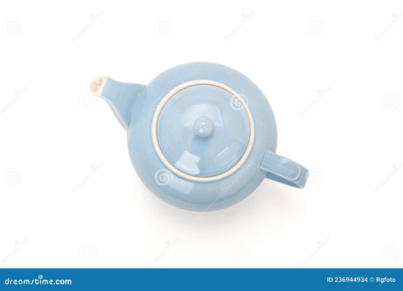 Top View of a Blue China Tea Pot Isolated on Completely White ...