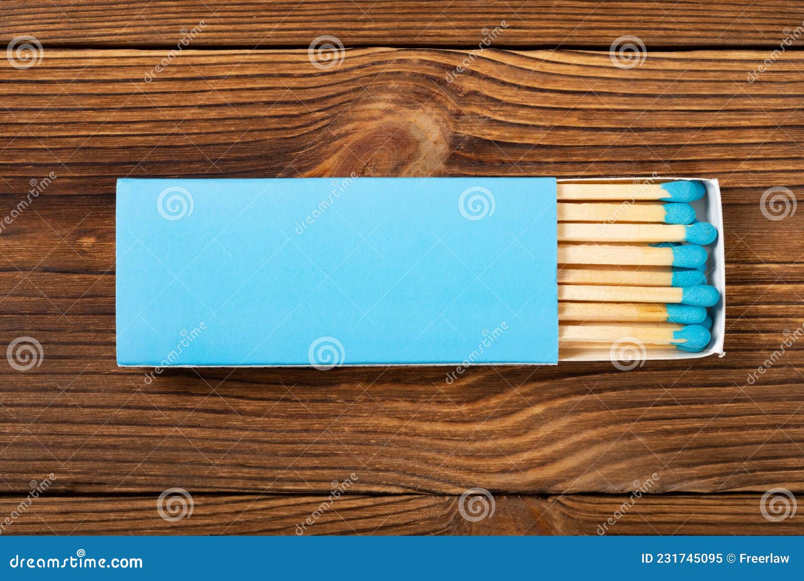 Blue Color Matchbox with Blue Match Sticks on a Wood Table Stock Image ...