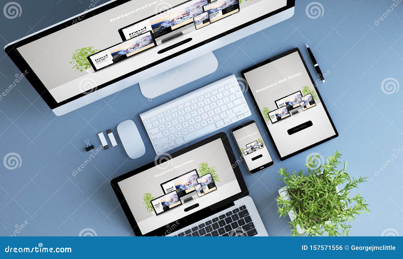 Top View Responsive Design Office Desk Stock Photo | CartoonDealer.com ...