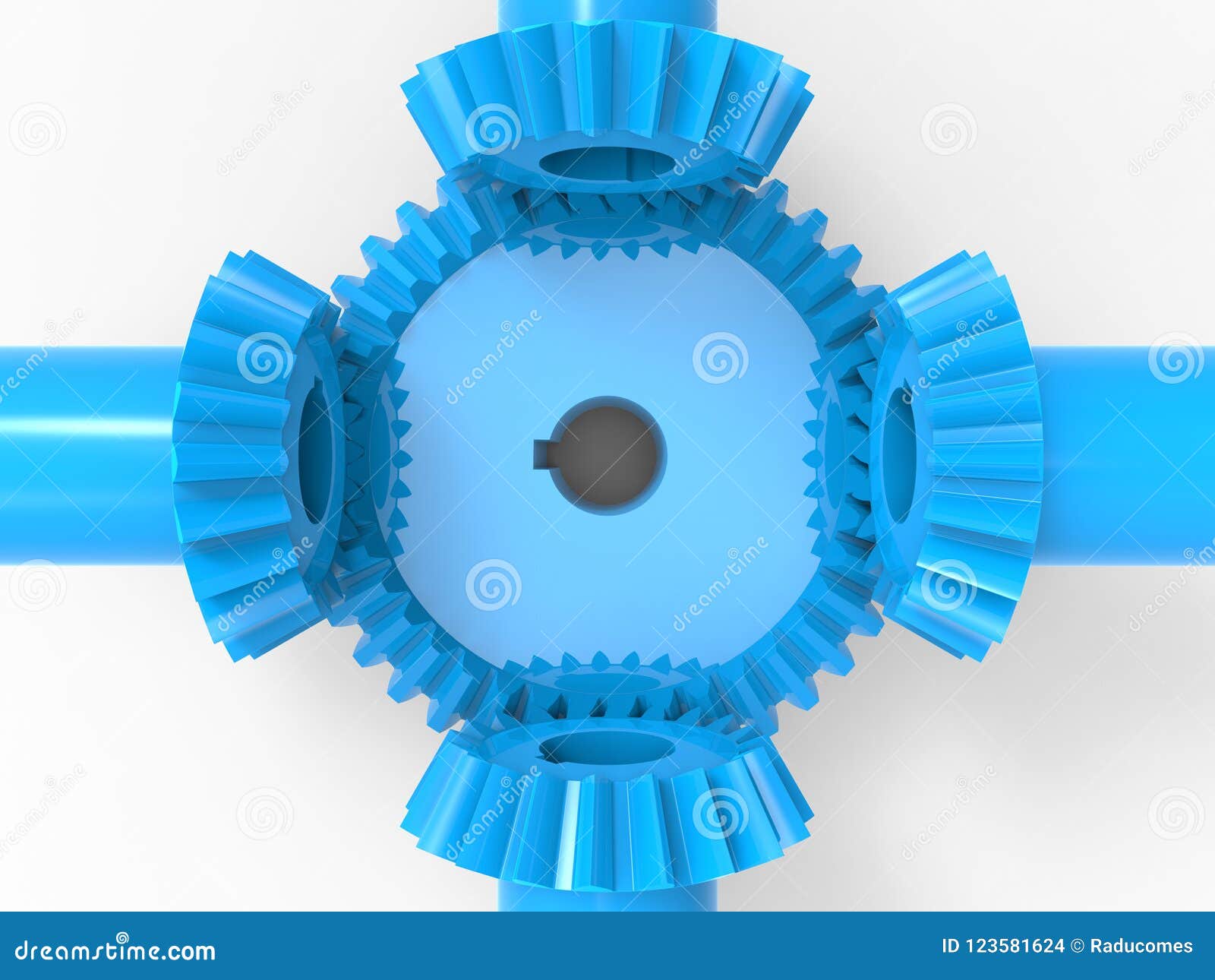 Top View of a Blue Differential Gear Assembly Stock Illustration ...