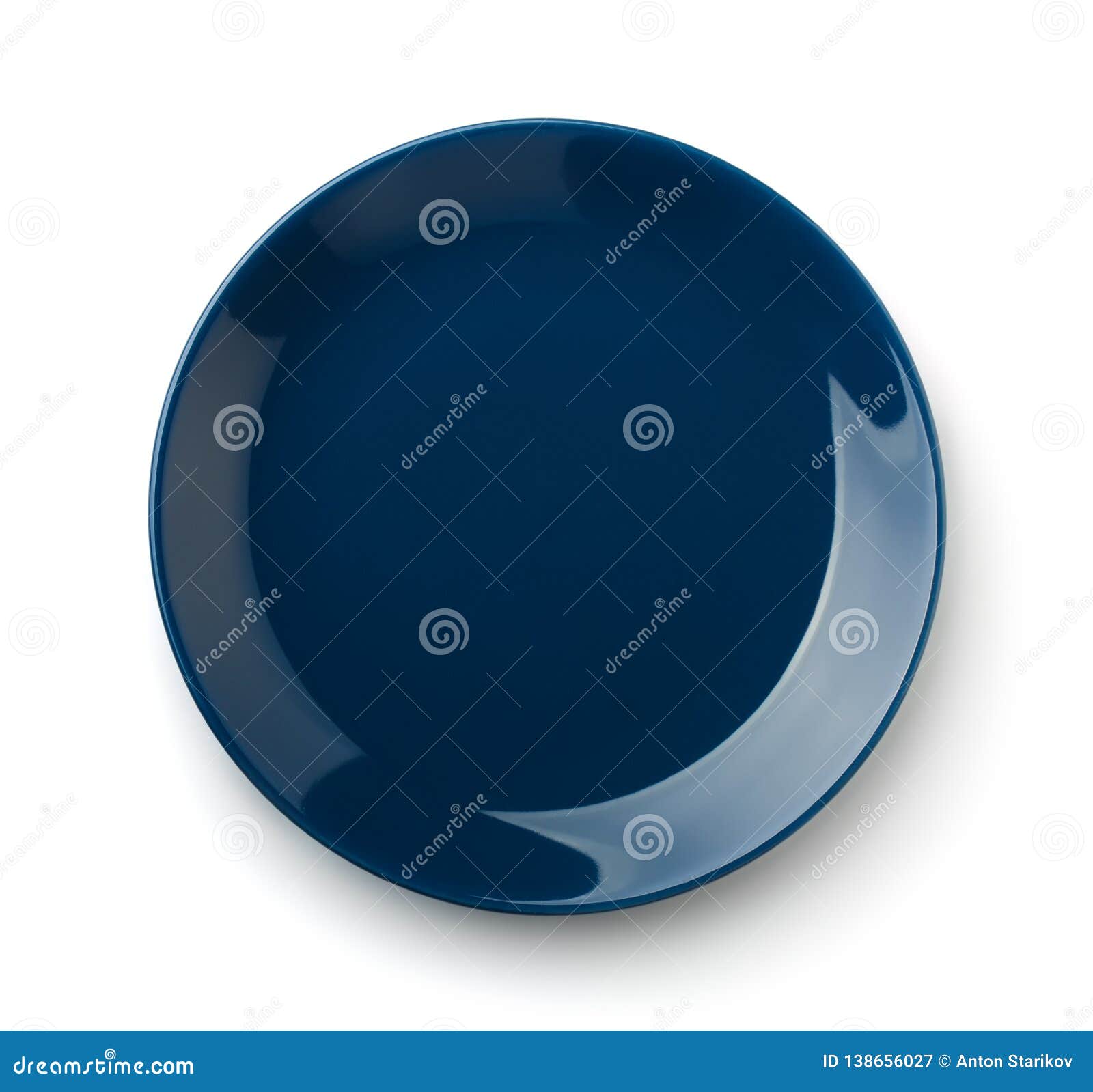 Top View of Blue Empty Ceramic Dish Stock Image - Image of pottery ...