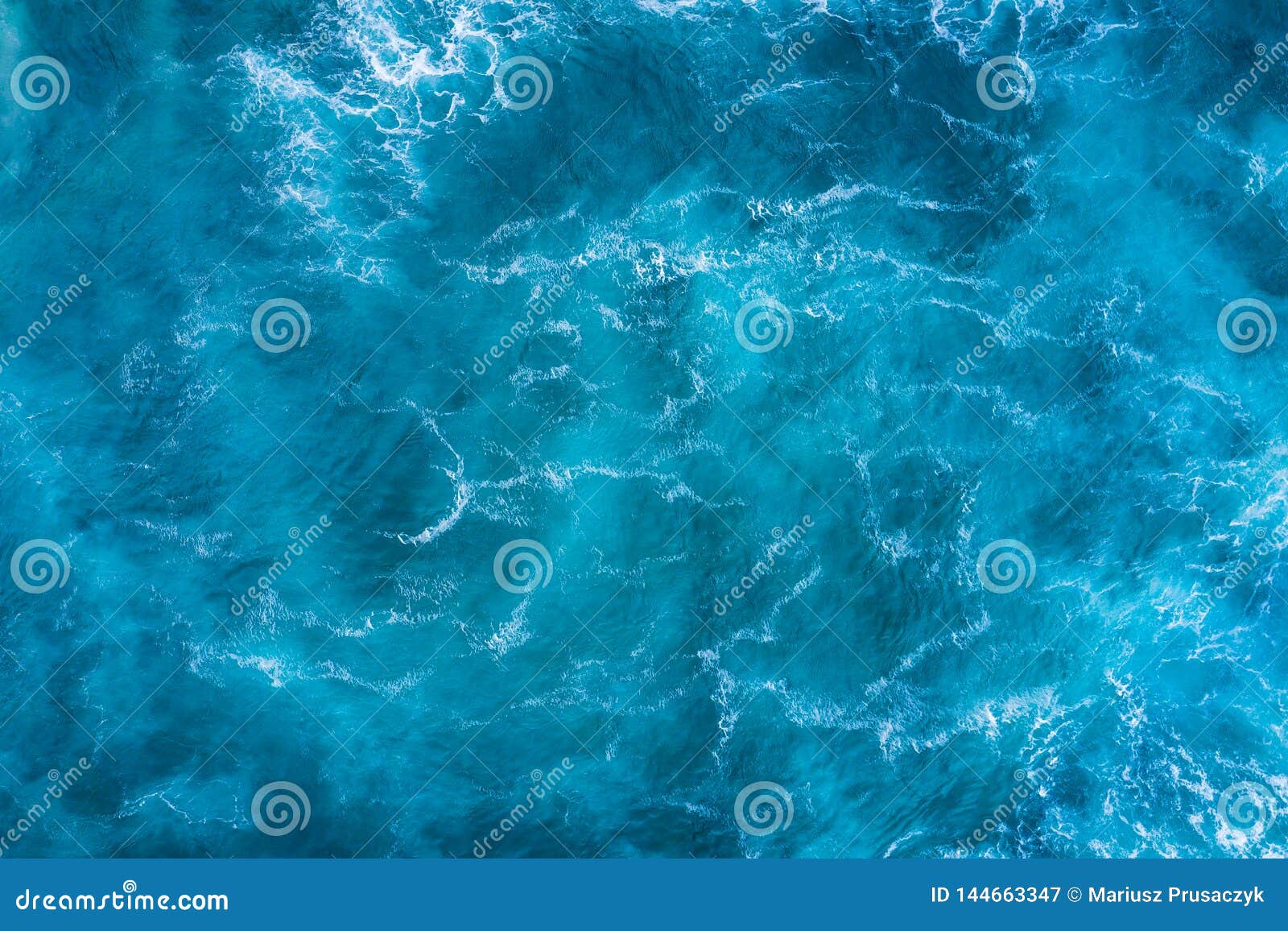 Top View of Blue Frothy Sea Surface. Shot in the Open Sea from Above ...
