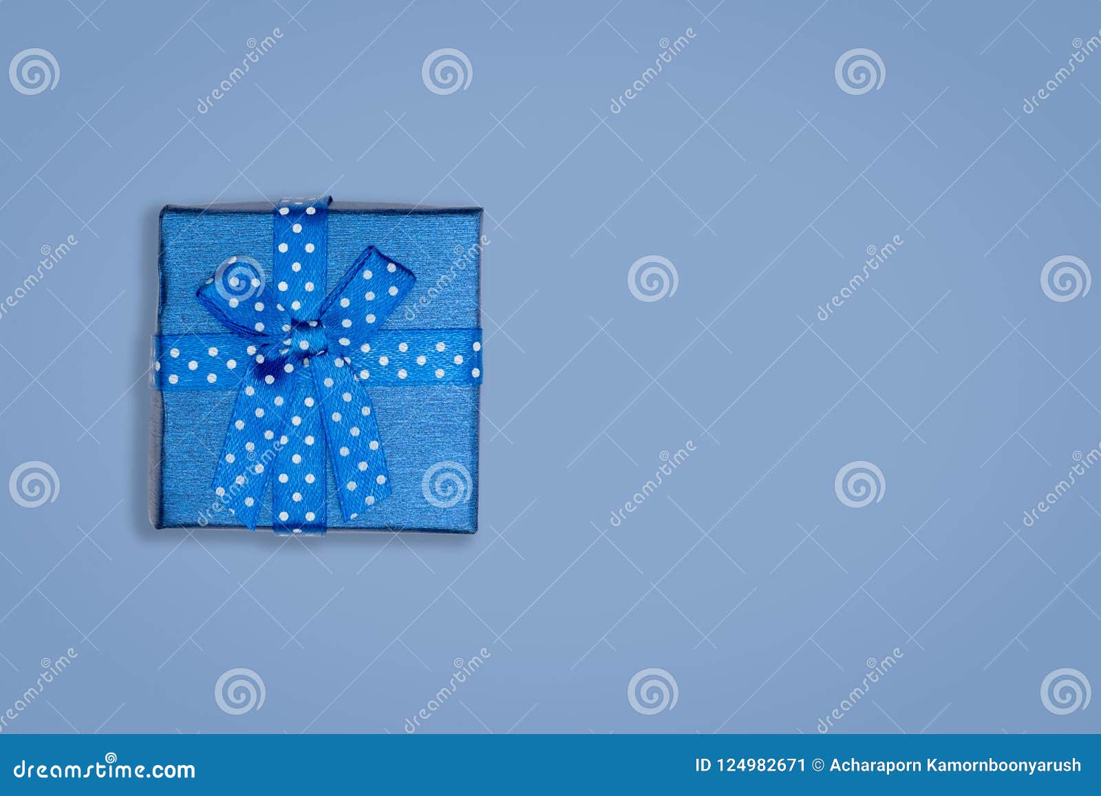 Top View of Blue Gift Box on Bluebackground. with Copy Space for Stock ...