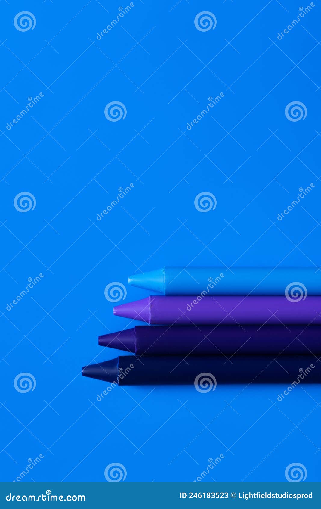 Top View of Blue Gradient Crayons Stock Image - Image of equipment ...