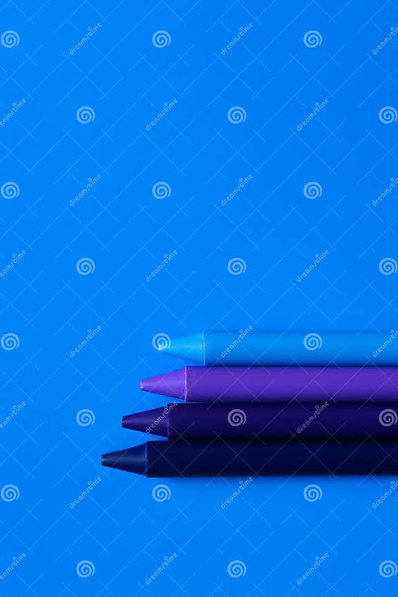 Top View of Blue Gradient Crayons Stock Image - Image of equipment ...