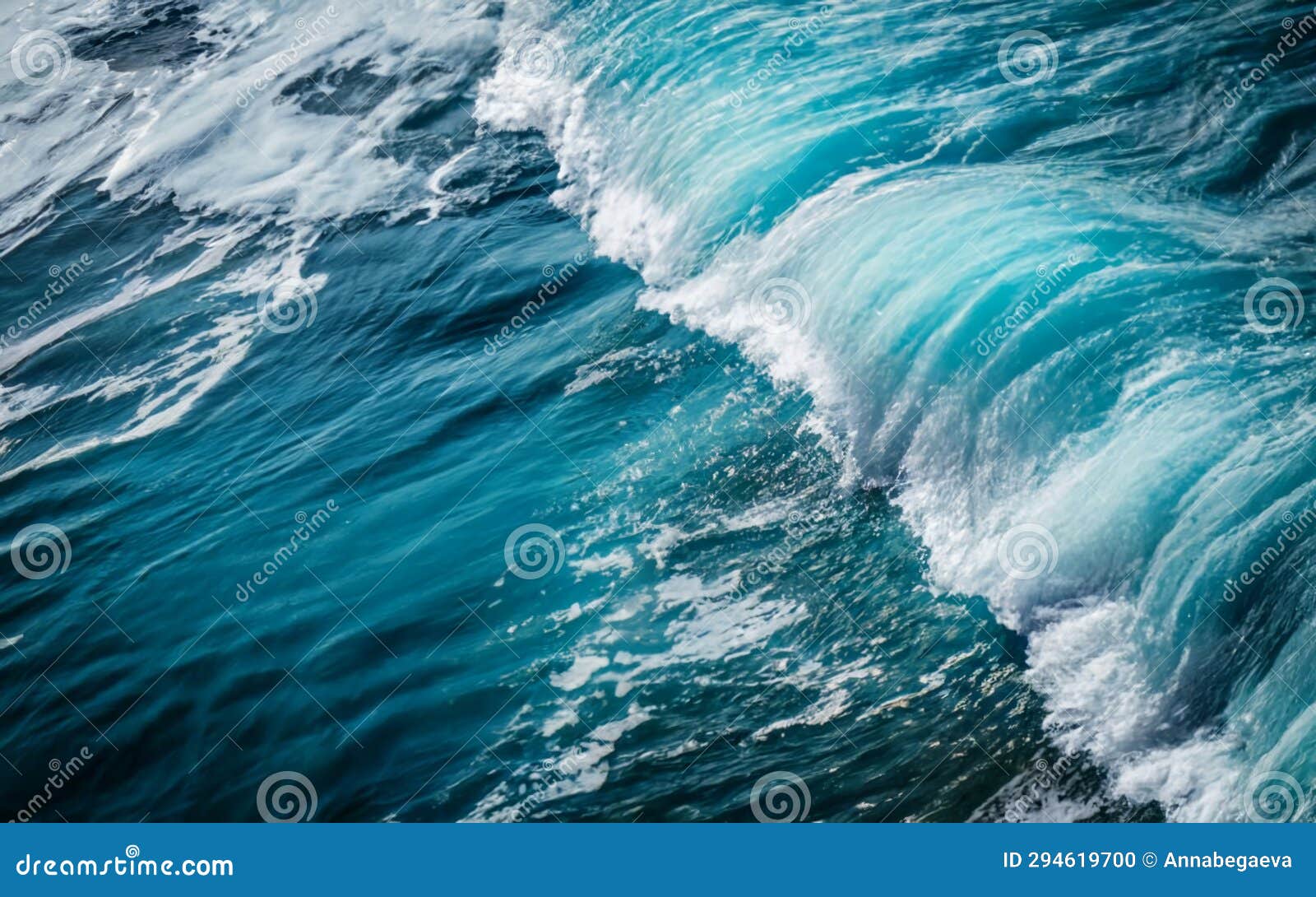 Top View on Blue Ocean Waves. Ai Generated Image. Stock Illustration ...