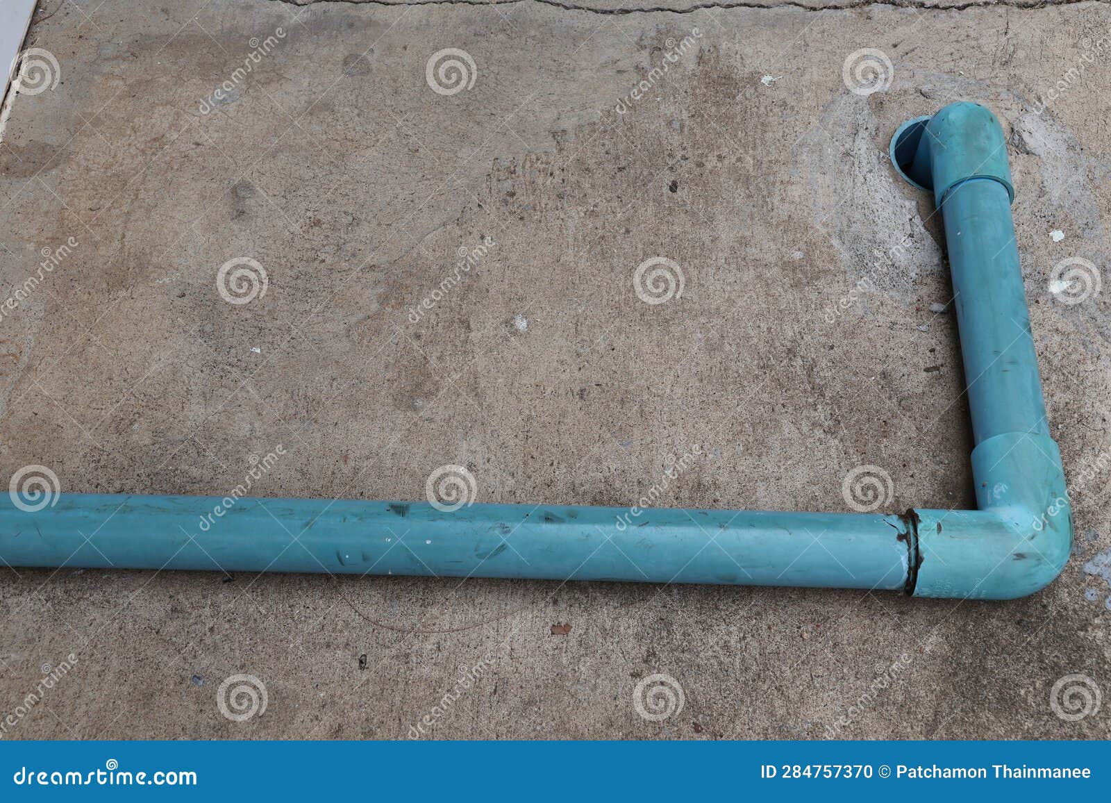 Top View of Blue Plastic Pipe Drain, Indoor Drainage System Stock Photo ...