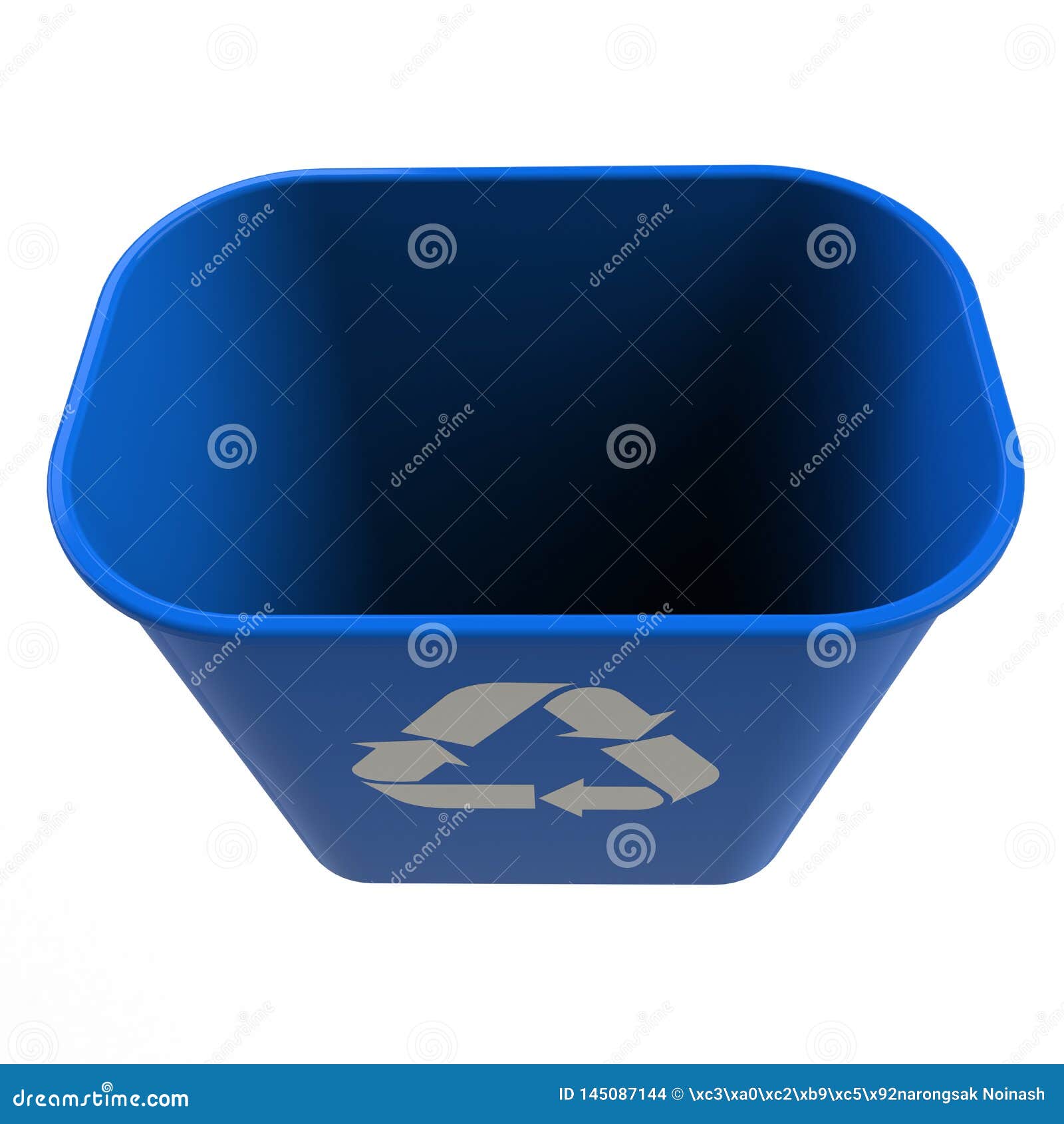 Top View of Blue Recycling Bin on a White Background Stock Illustration ...