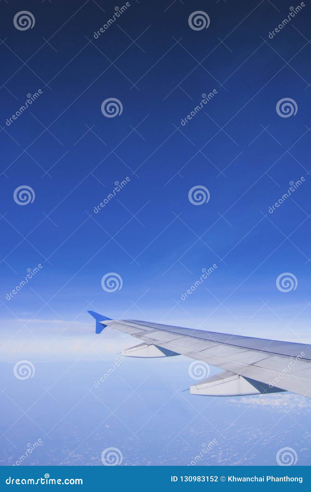 Top View Blue Sky with Wing of Airplane Stock Photo - Image of high ...