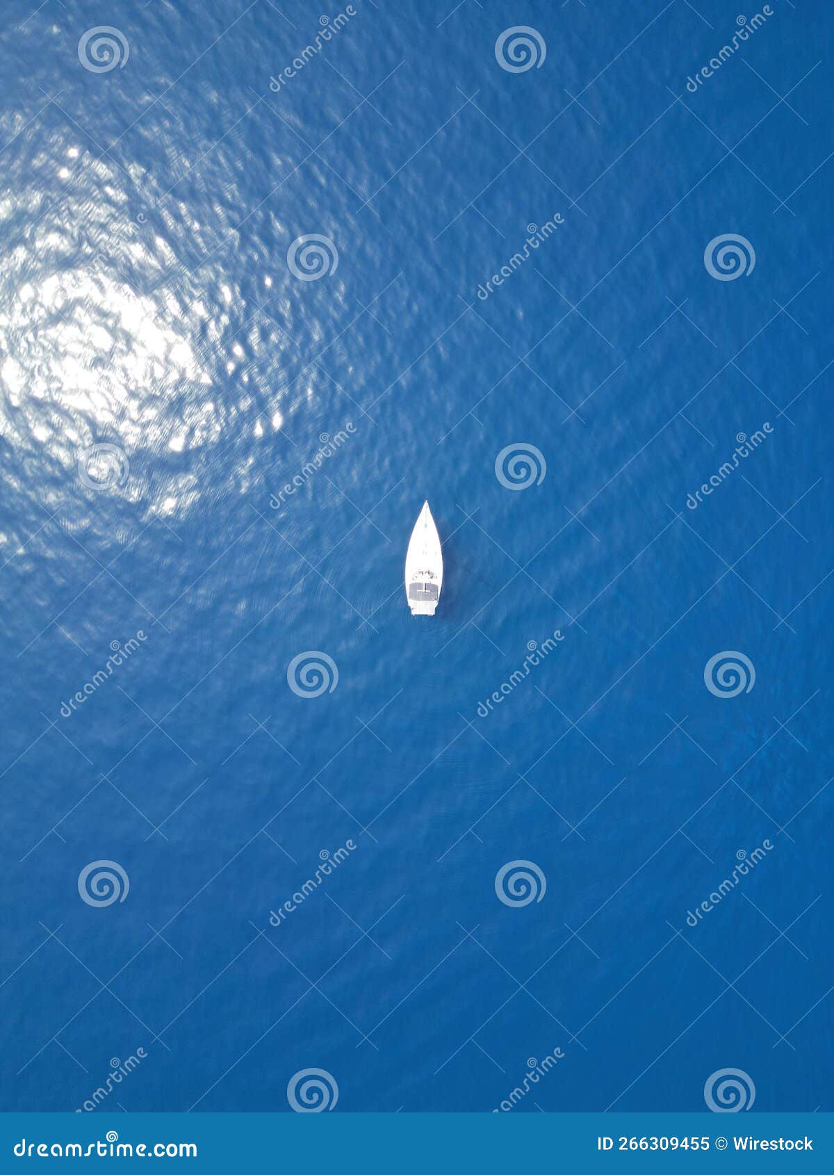 Top View of a Boat Sailing in the Blue Lake Stock Image - Image of ...