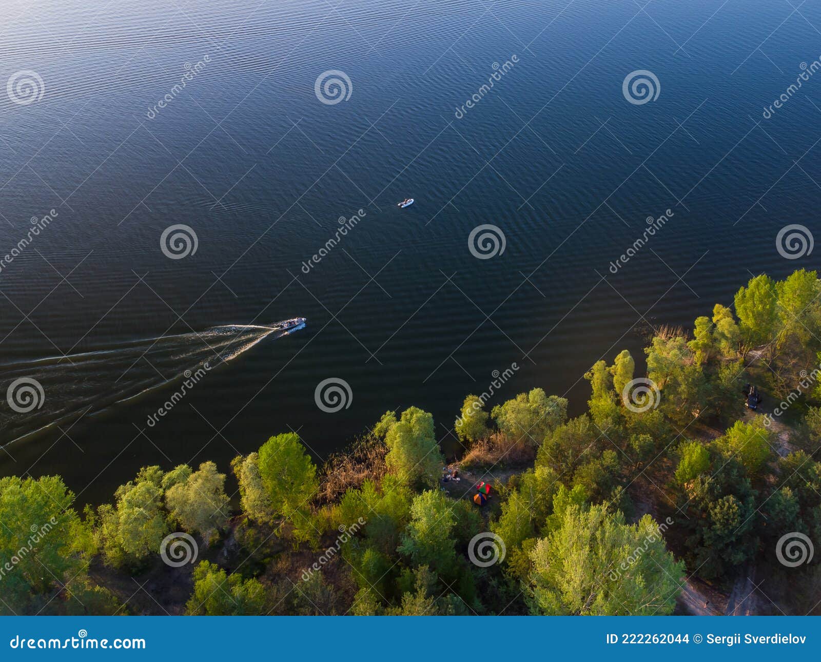 Top View of a Boat Sailing in the Lake Stock Photo - Image of marine ...