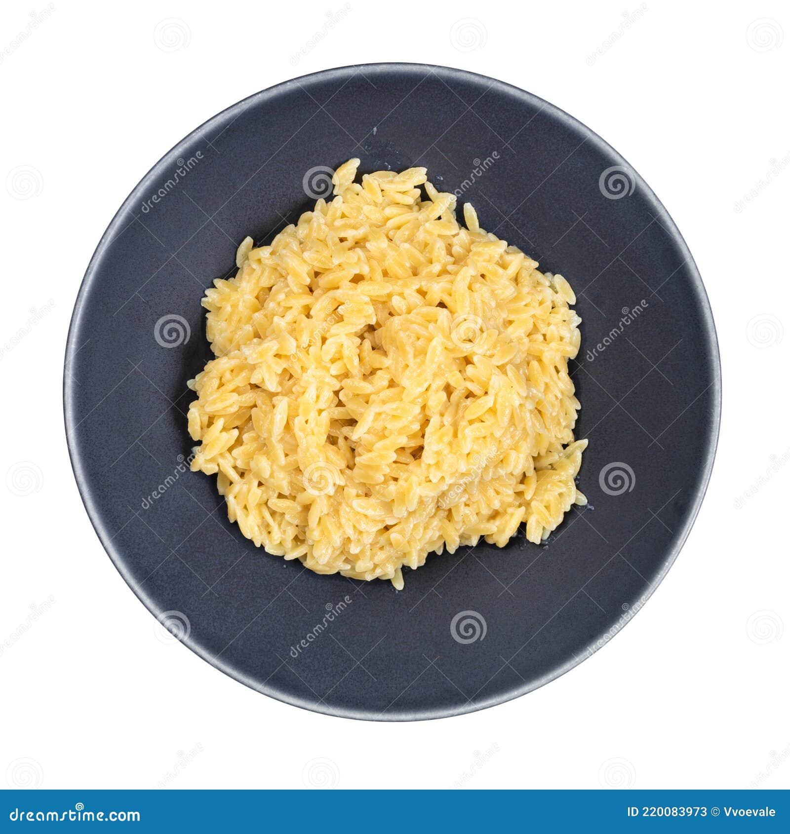 Top View of Boiled Risoni Pasta in Bowl Isolated Stock Image - Image of ...