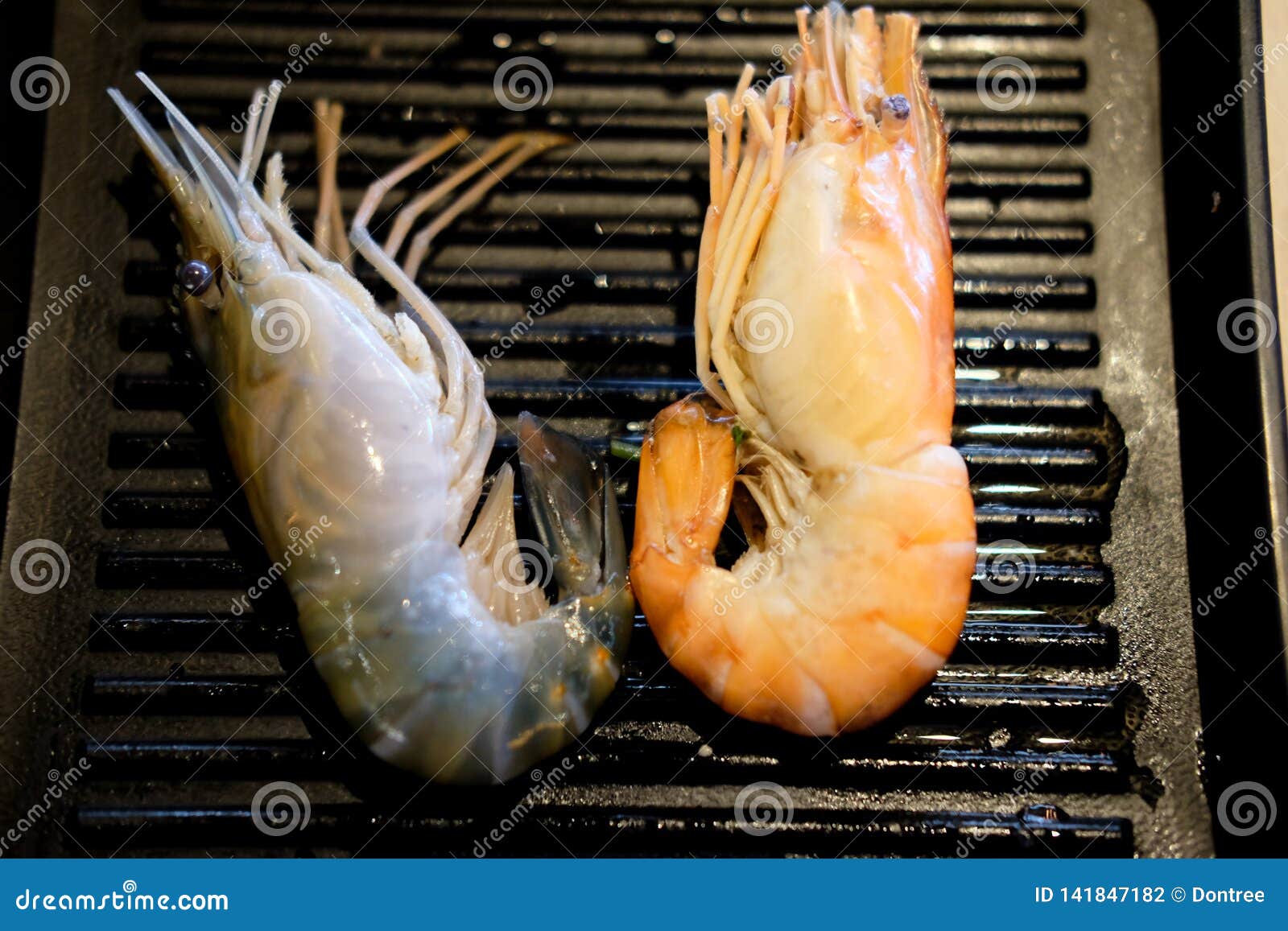 Top View of Boiled Shrimp and Raw Shrimp Stock Photo - Image of closeup ...