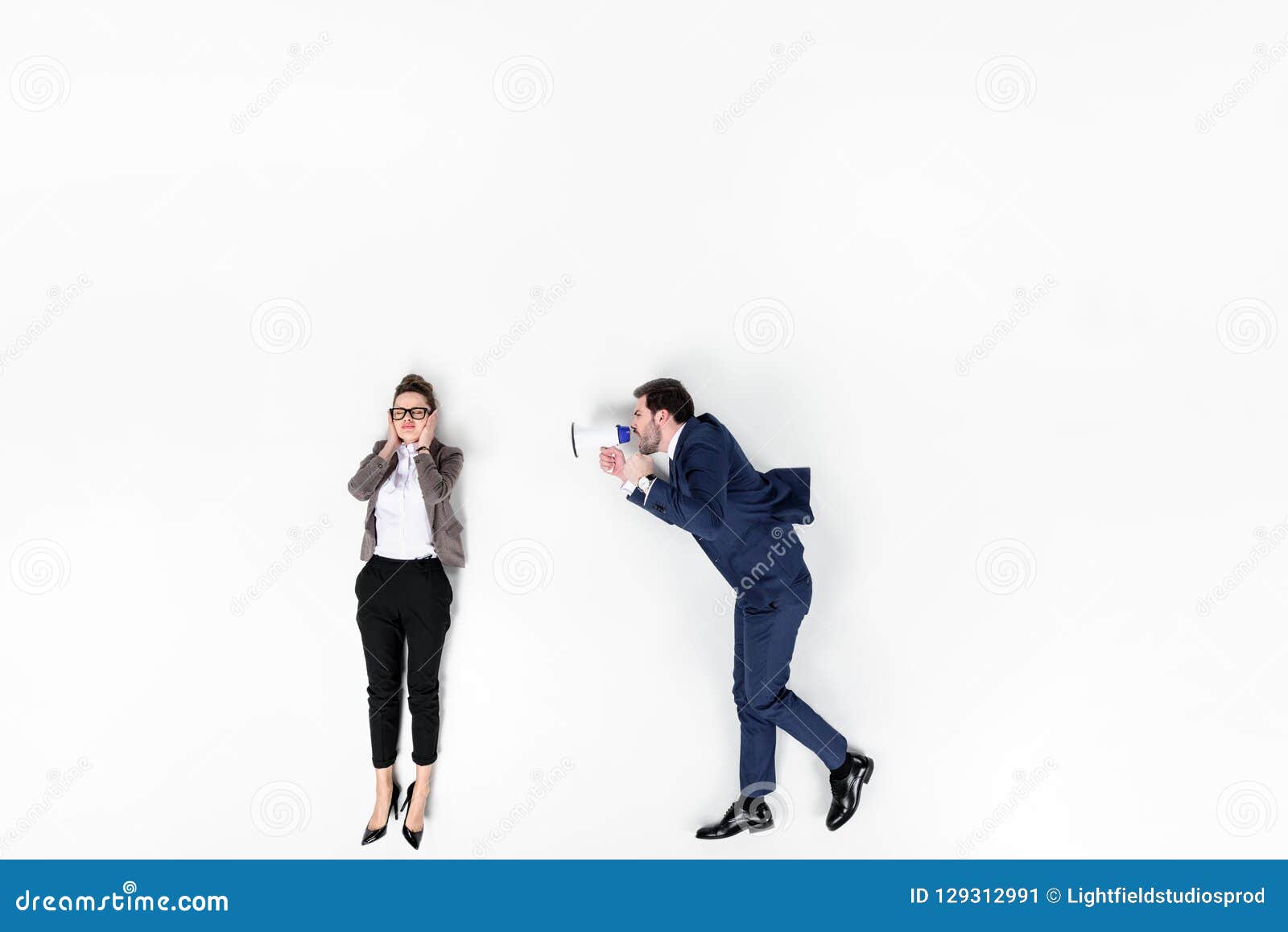 Top View of Boss Shouting at Manager with Loudspeaker Stock Image ...