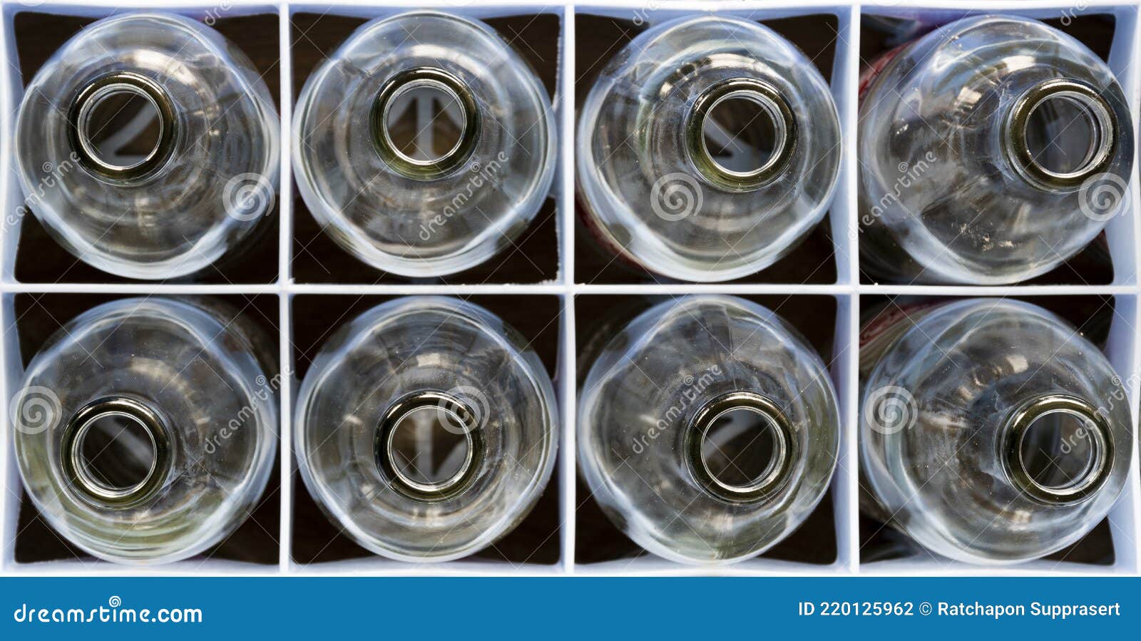 Top View Bottle of Water in a Crate Stock Photo - Image of glassware ...