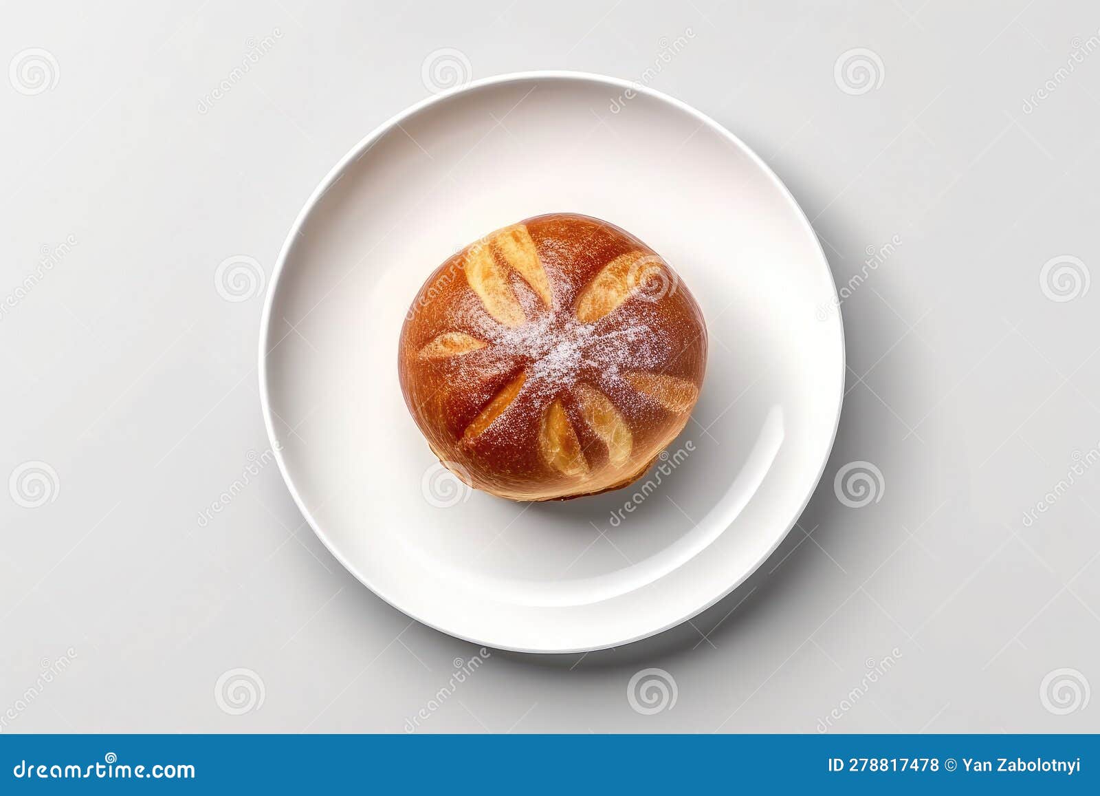 Top View Boule De Berlin On White Round Plate On White Background ...
