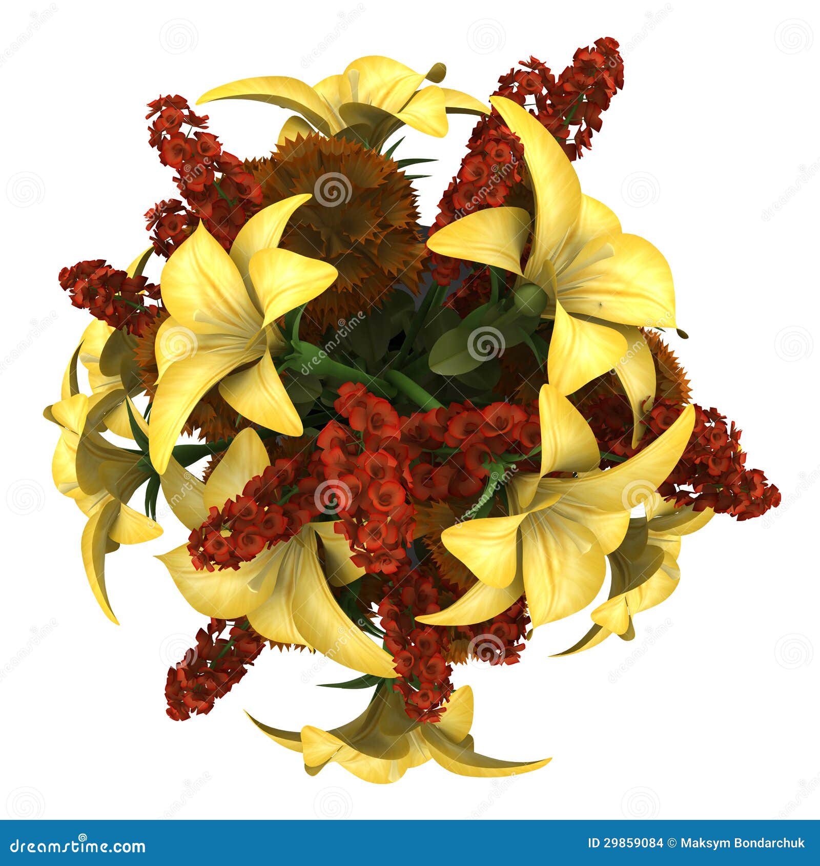 Top View Of Bouquet Of Gerberas And Tulips On Purple Background. Ai ...
