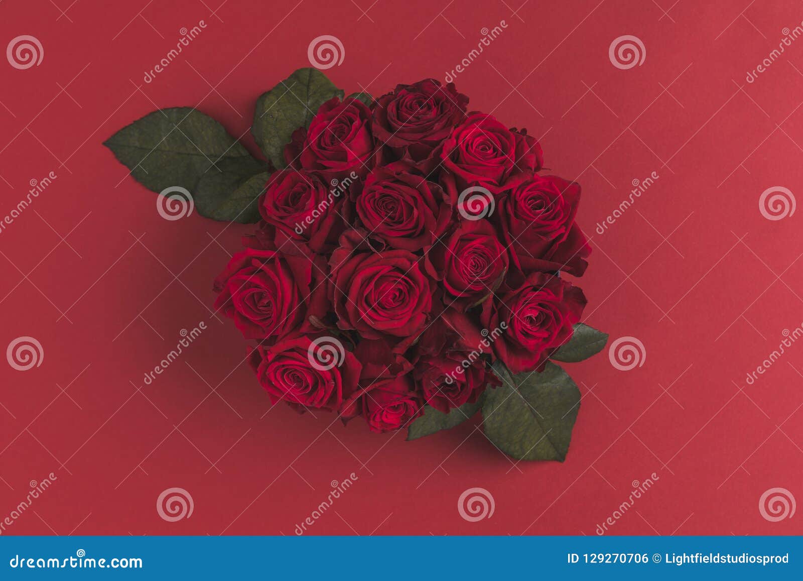 Top View of Bouquet of Red Roses Stock Photo - Image of greeting ...