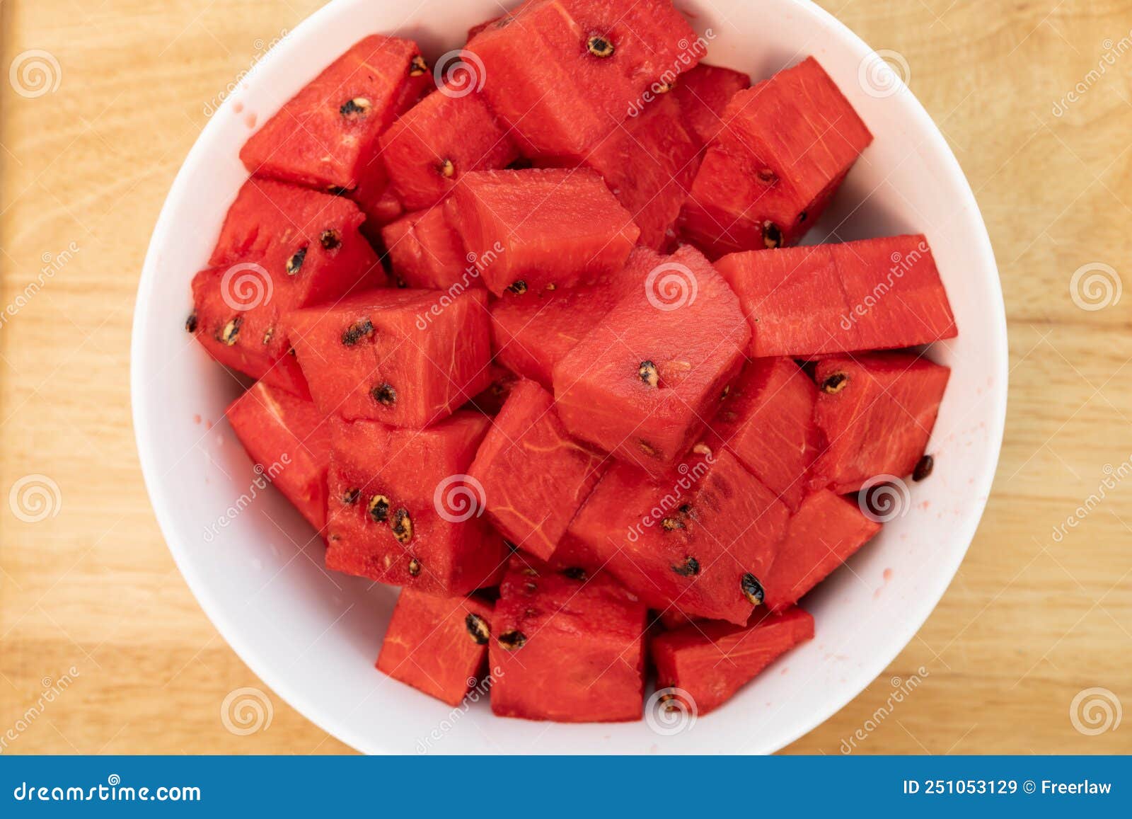 Bowl of Fresh Watermelon Blocks Stock Image - Image of texture ...