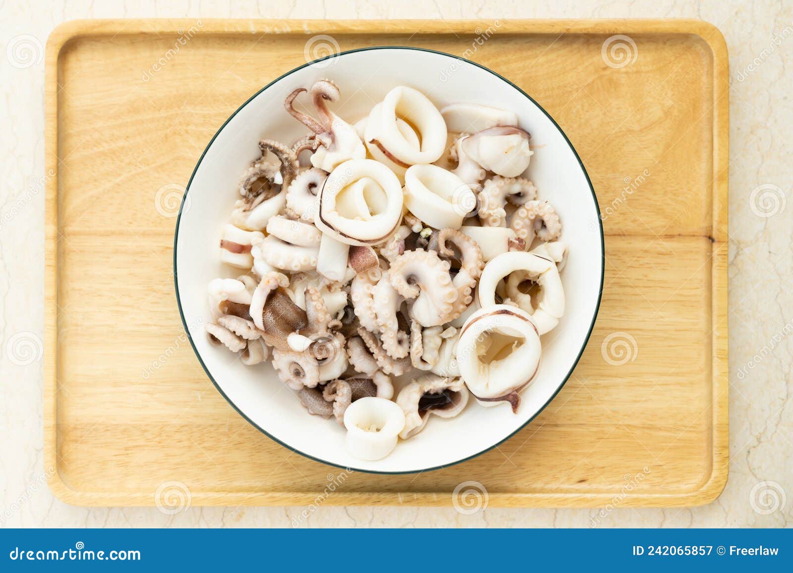 Bowl of steamed squid stock image. Image of snack, delicious - 242065857