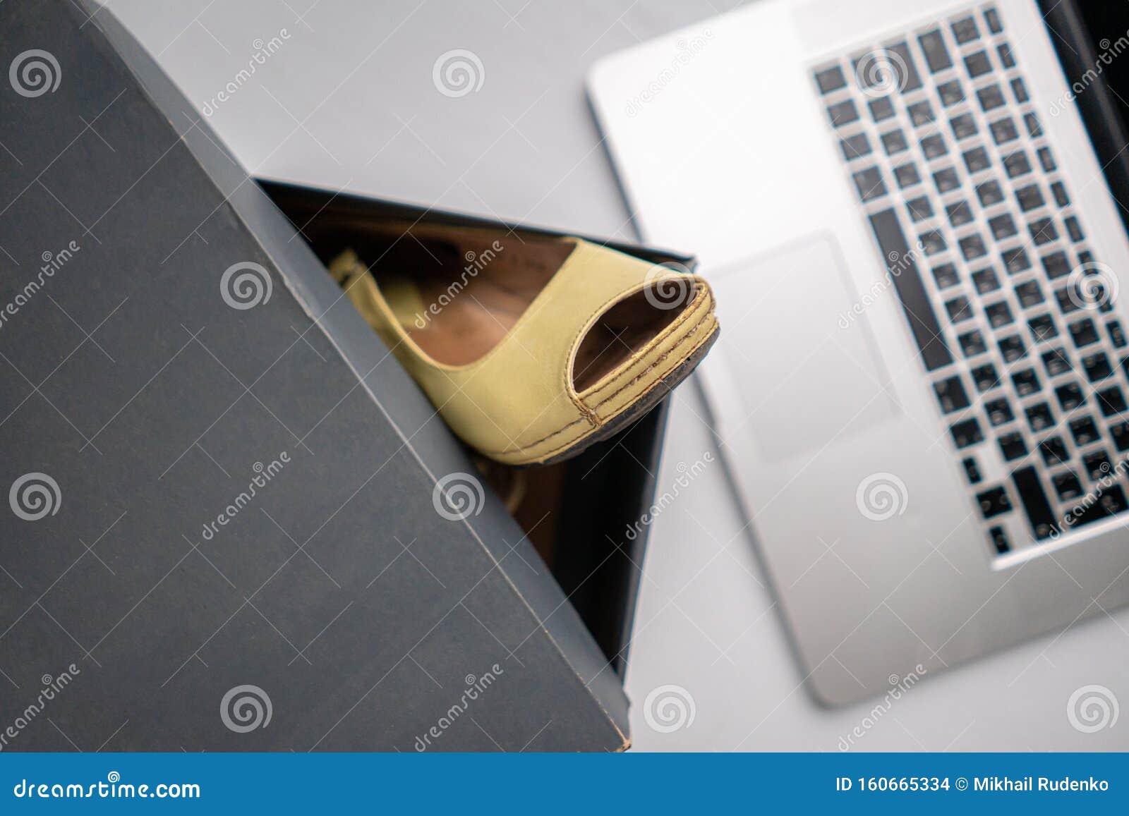 Top View of Box with New Shoes Delivery on the Tables Stock Photo ...