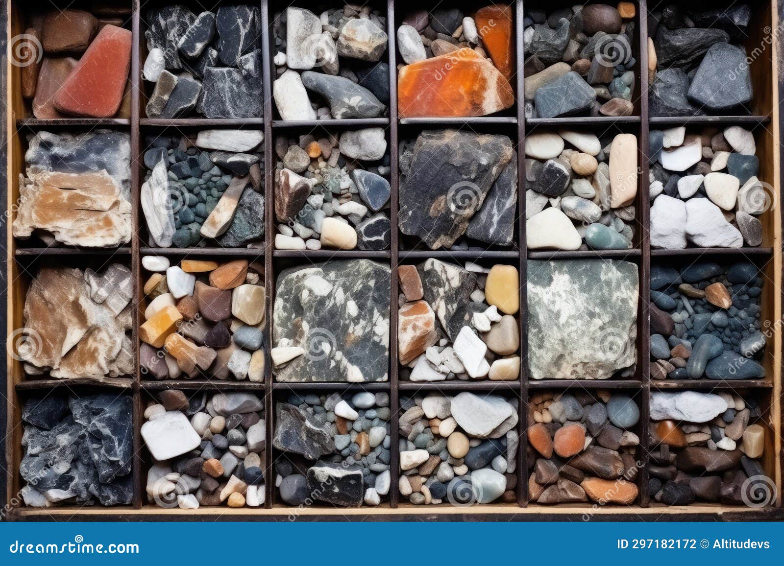 A Top View of a Box of Rock Samples Stock Illustration - Illustration ...