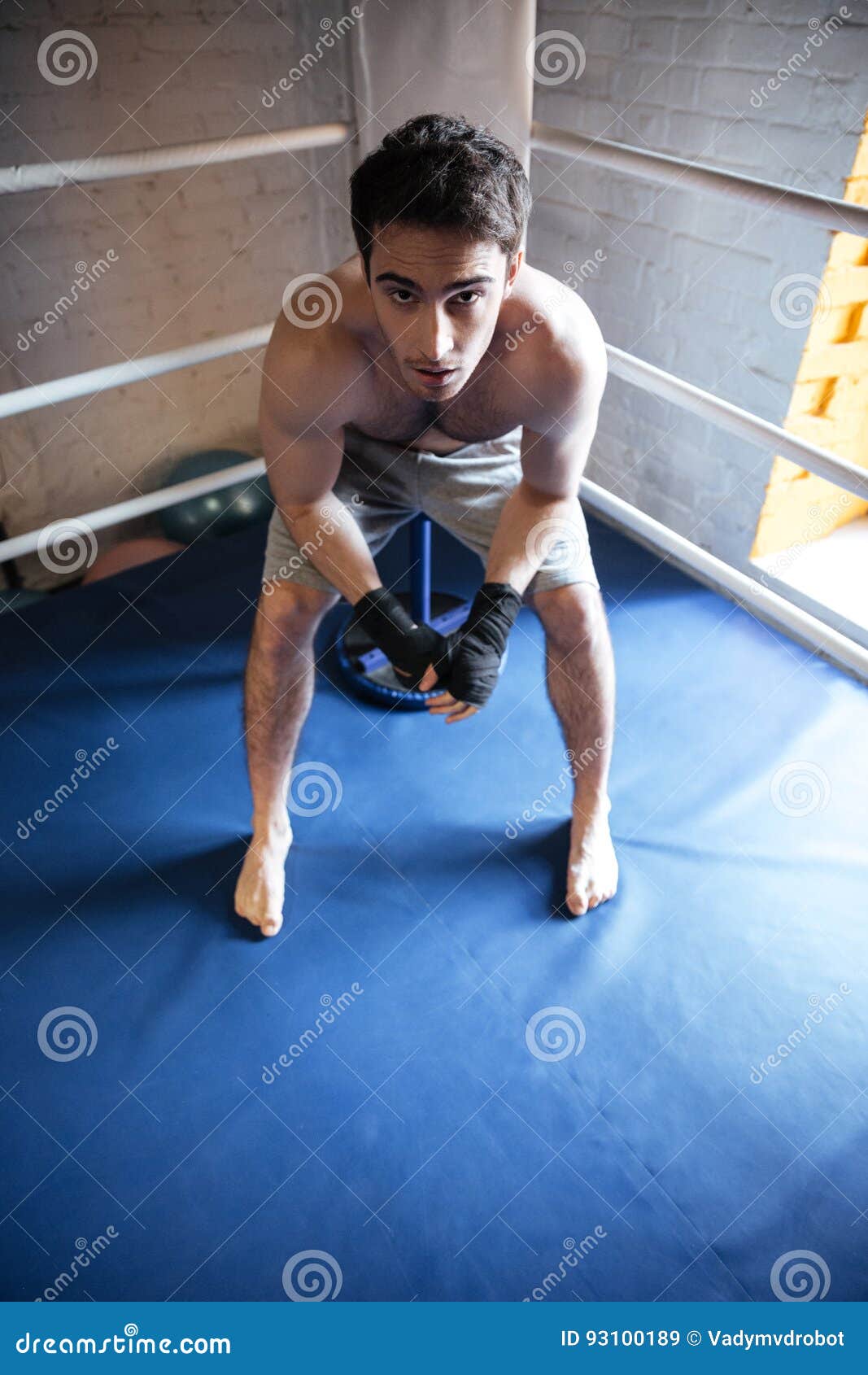Top View of Boxer Sitting in the Corner of Ring Stock Image - Image of ...