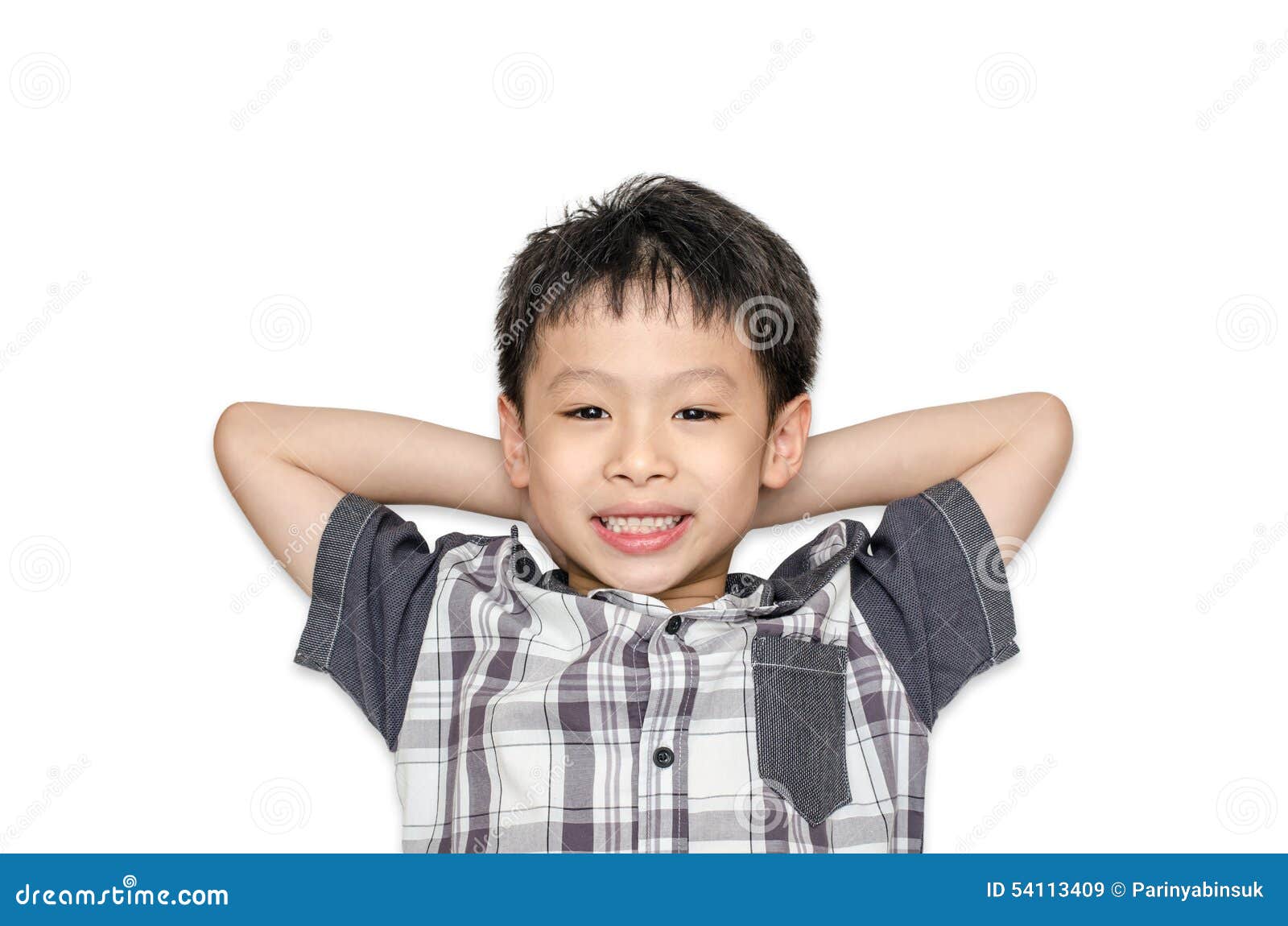 Top View of Boy Smiles and Lying on Background Stock Image - Image of ...